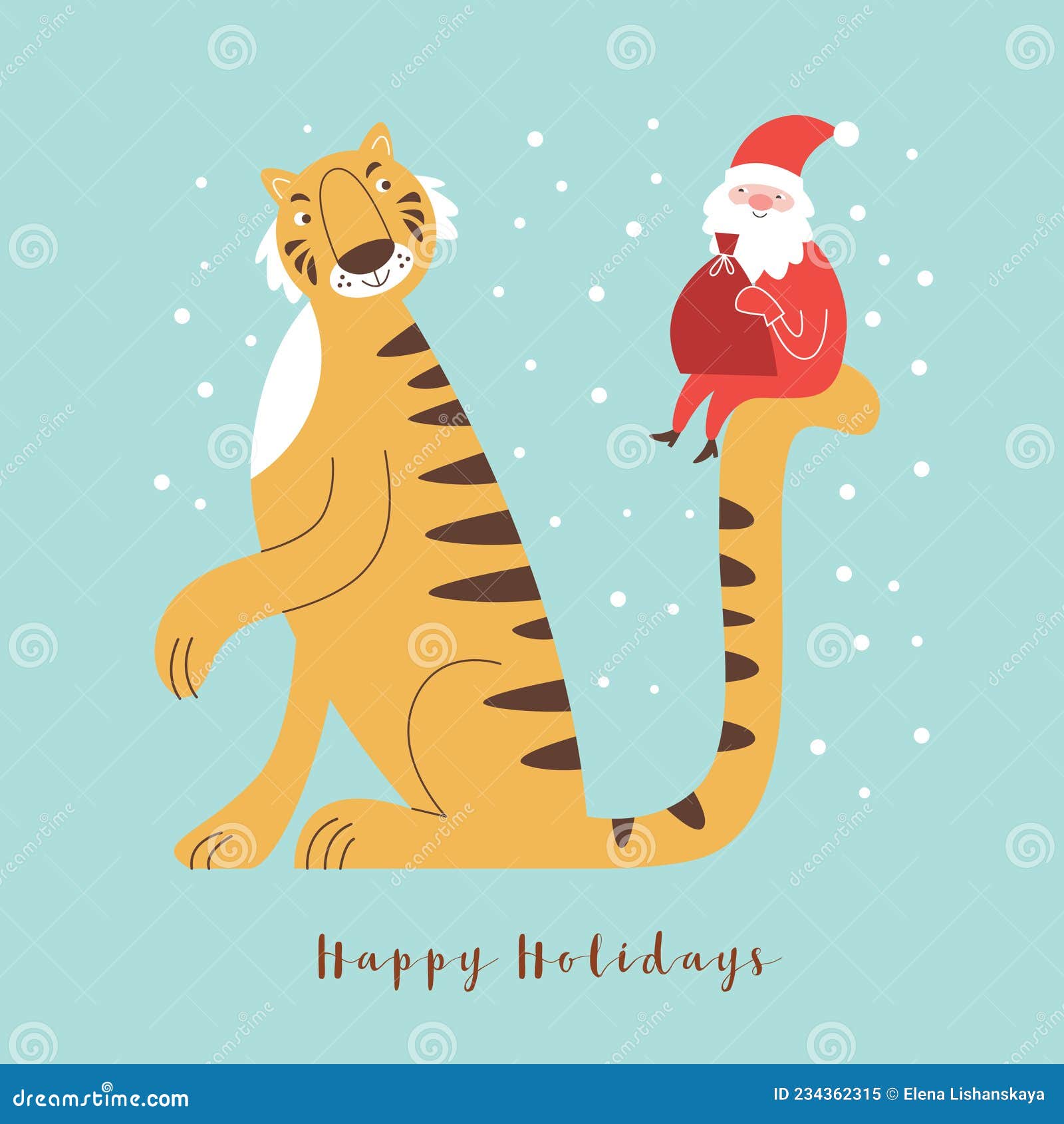 Year of Tiger. Tiger and Santa Stock Vector - Illustration of children ...