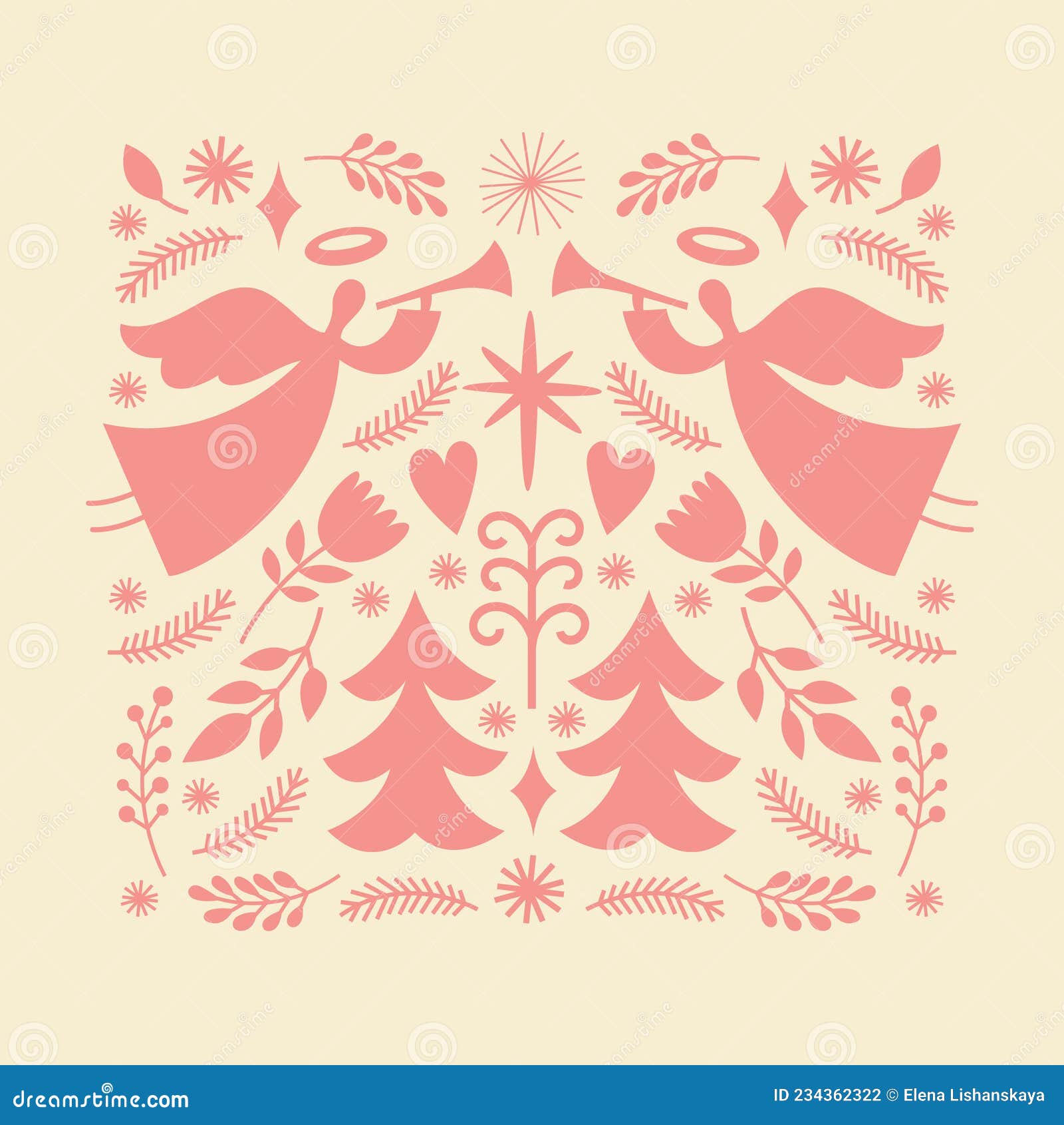 Christmas Card. Silhouettes of Flying Christmas Angels Stock Vector ...