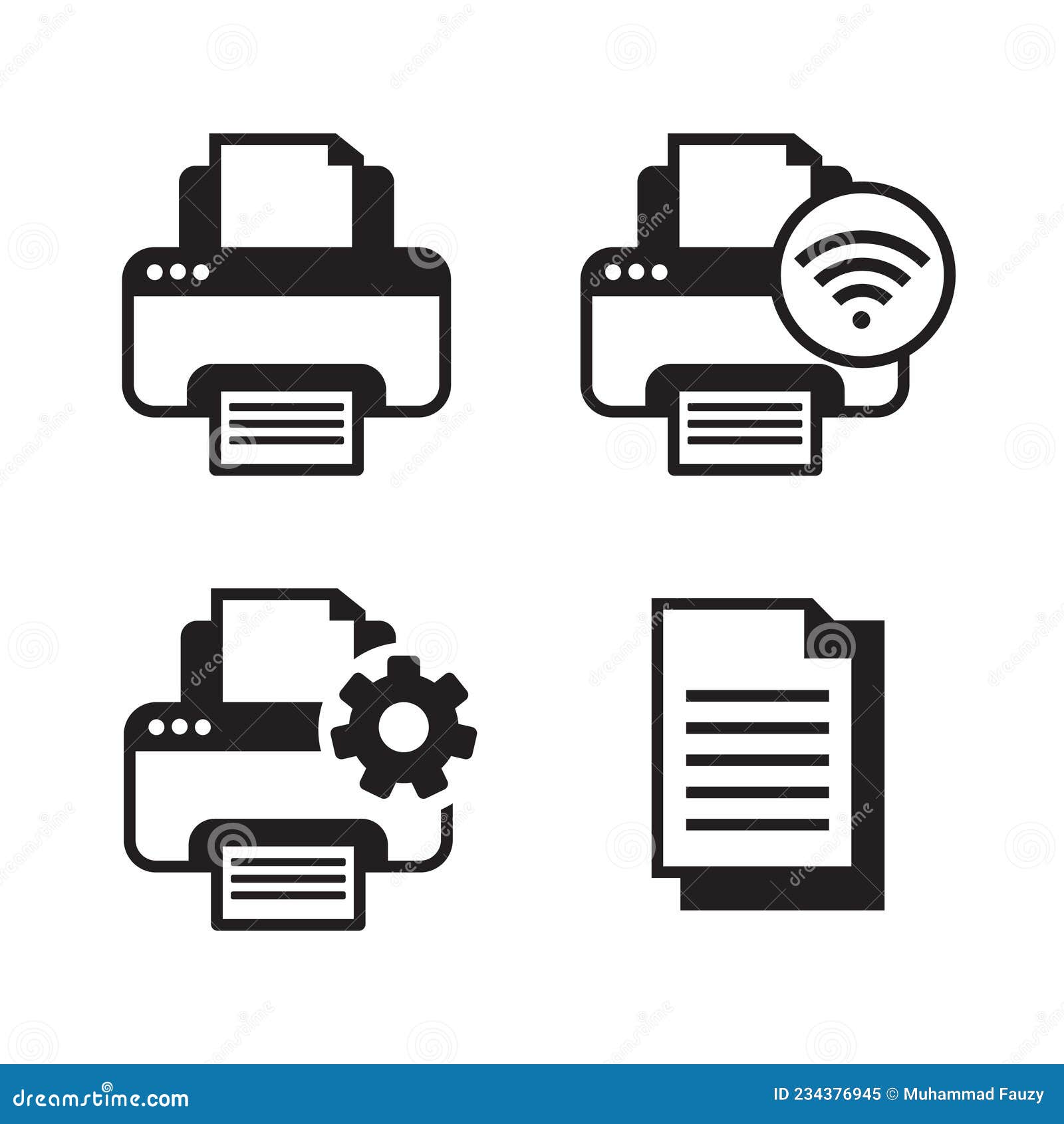 Wireless Printer Icon in Black Color Isolated on White Background Stock ...