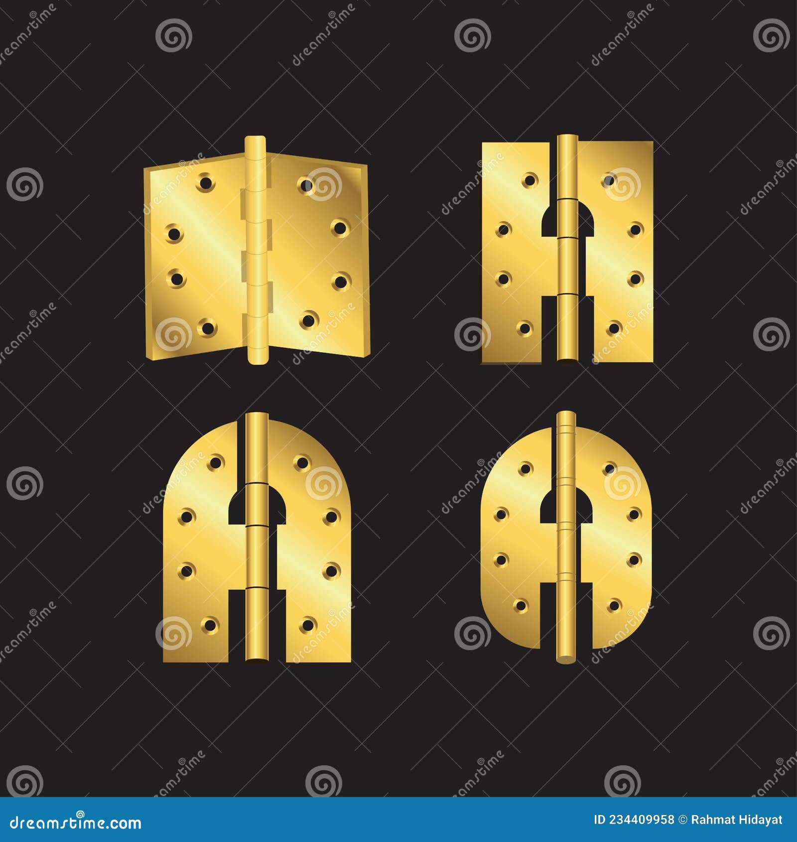Set vector hinge stock vector. Illustration of golden - 234409958