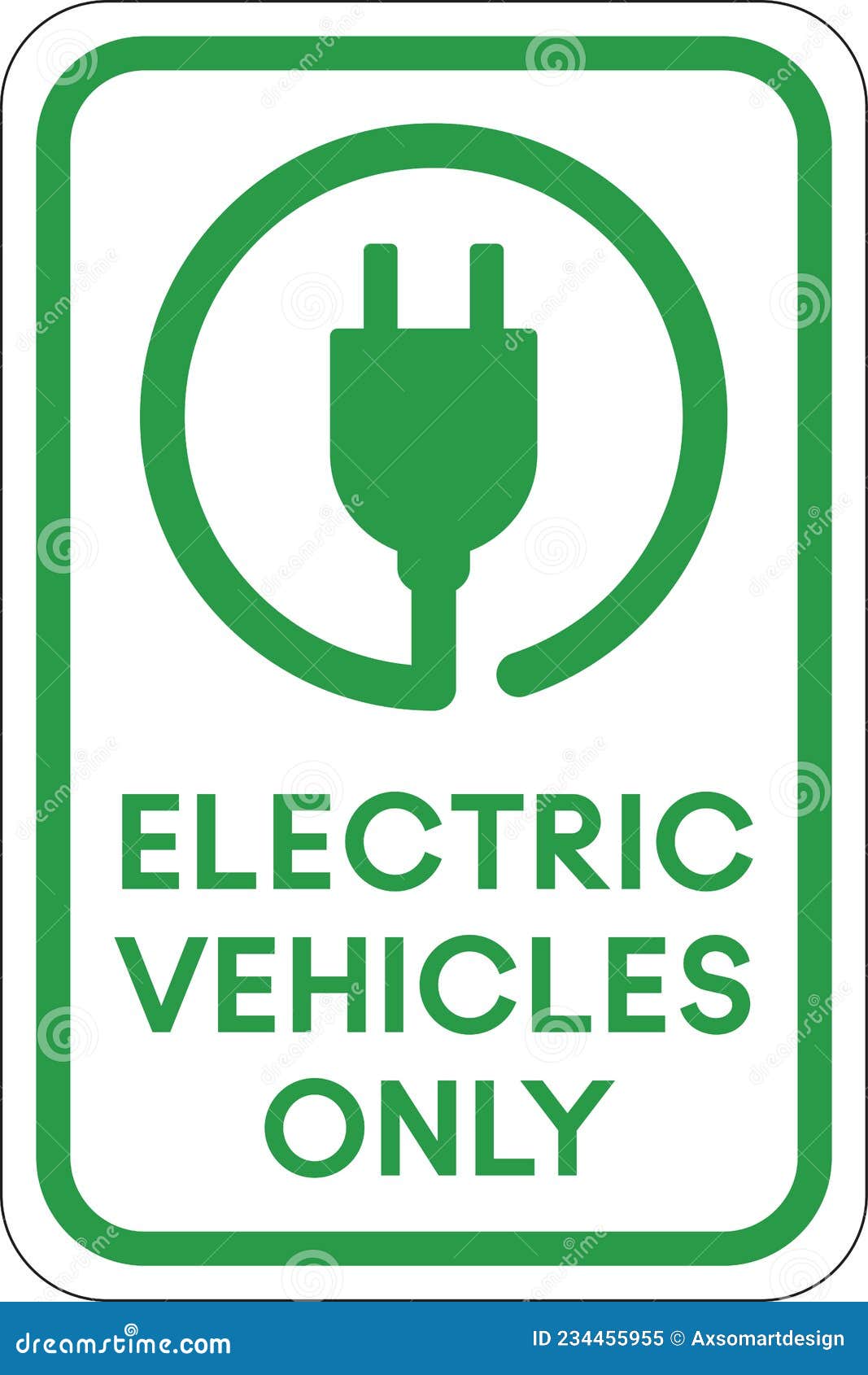Electric Vehicle only Parking Sign | EV Plug in Glyph | Charging ...