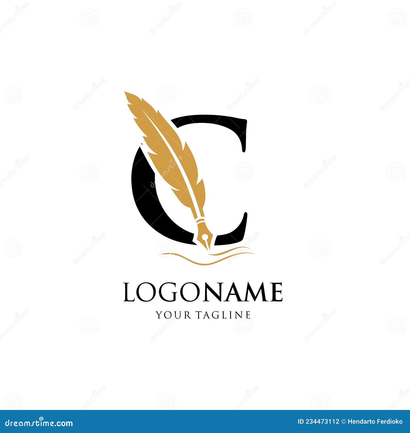 Letter C Feather Pen Logo Design Vector Icon Graphic Stock Vector ...