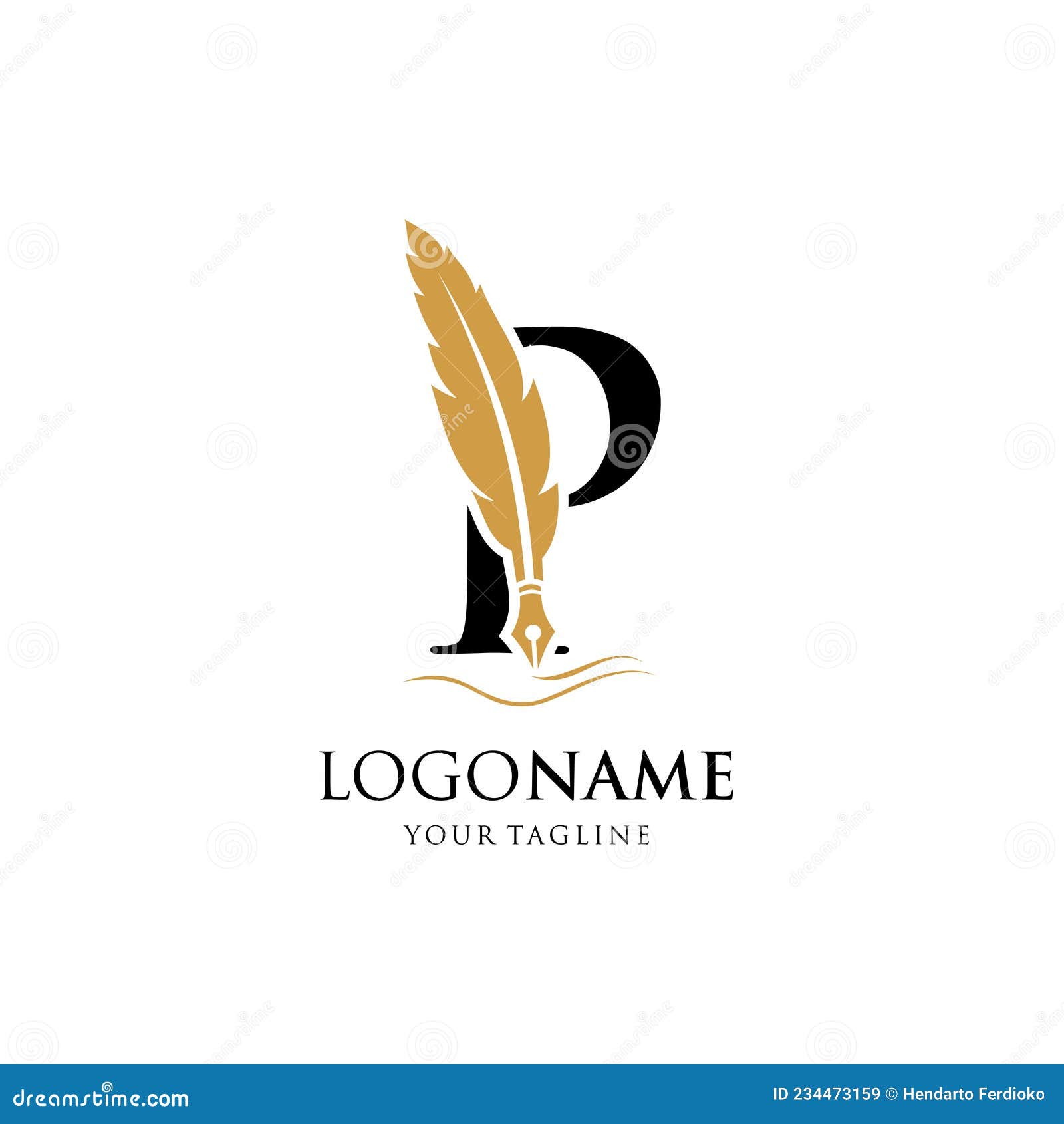 Letter P Feather Pen Logo Design Vector Icon Graphic Stock Vector ...