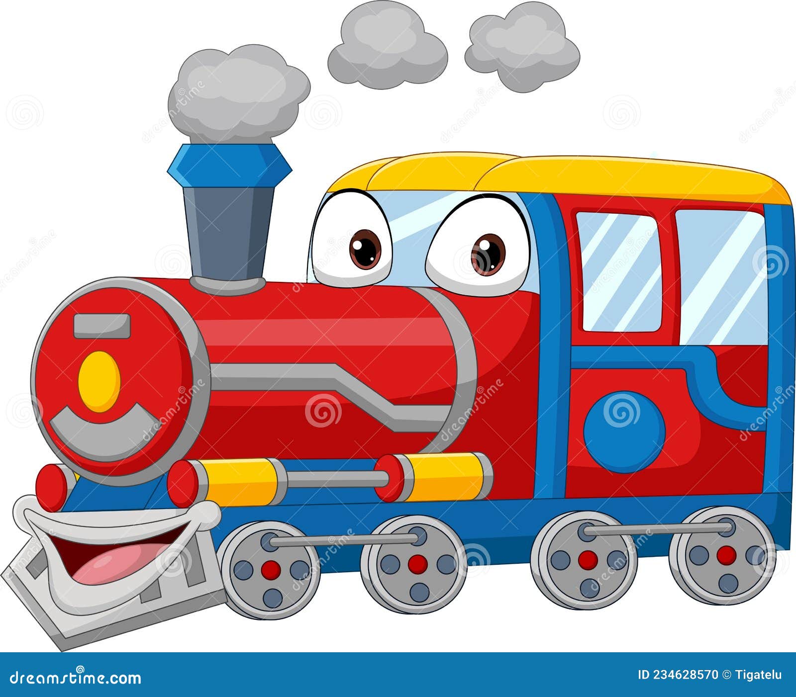 Cartoon Funny Train Isolated on White Background Stock Vector ...