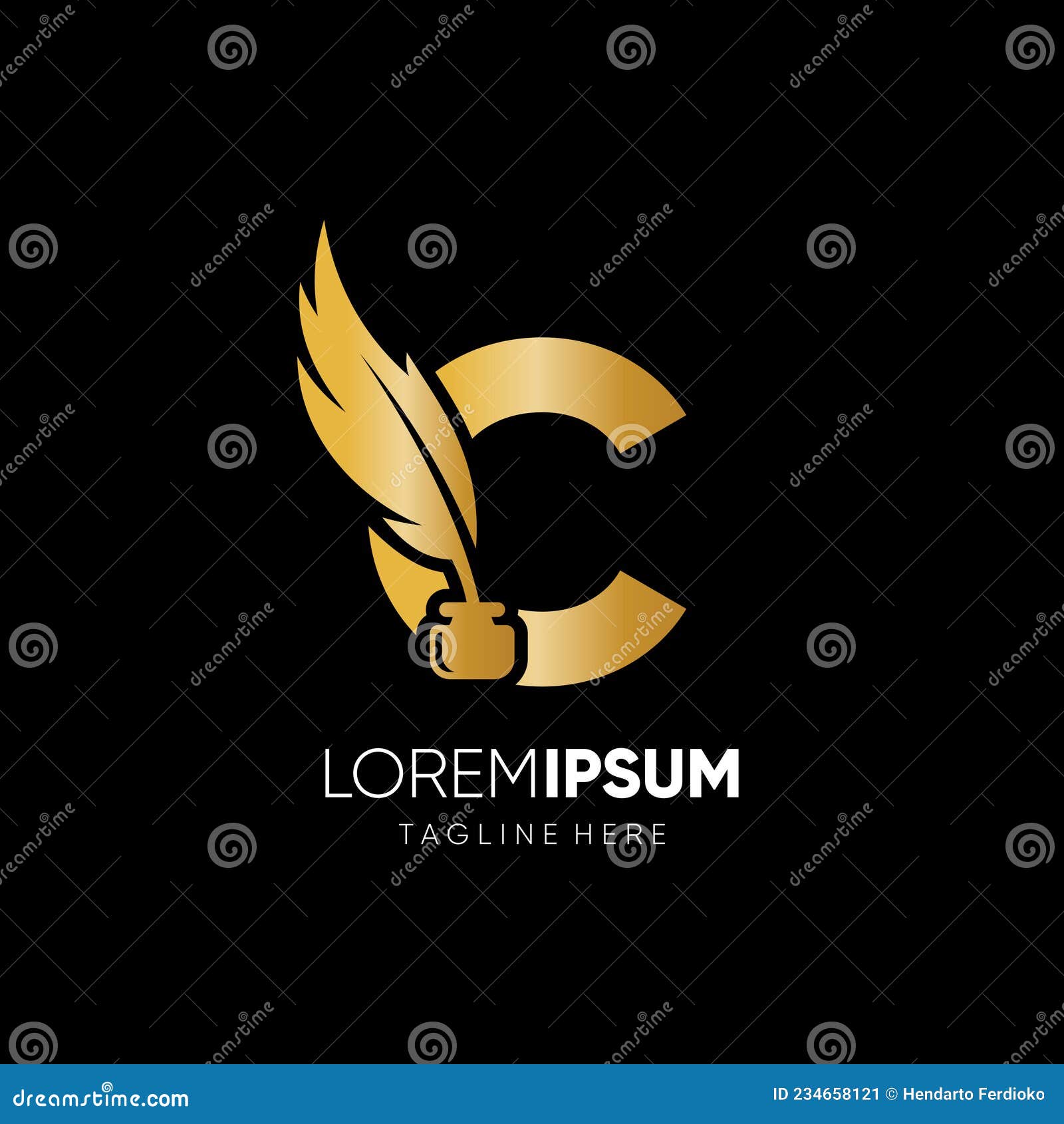 Letter C Feather Pen Logo Design Vector Icon Graphic Stock Vector ...