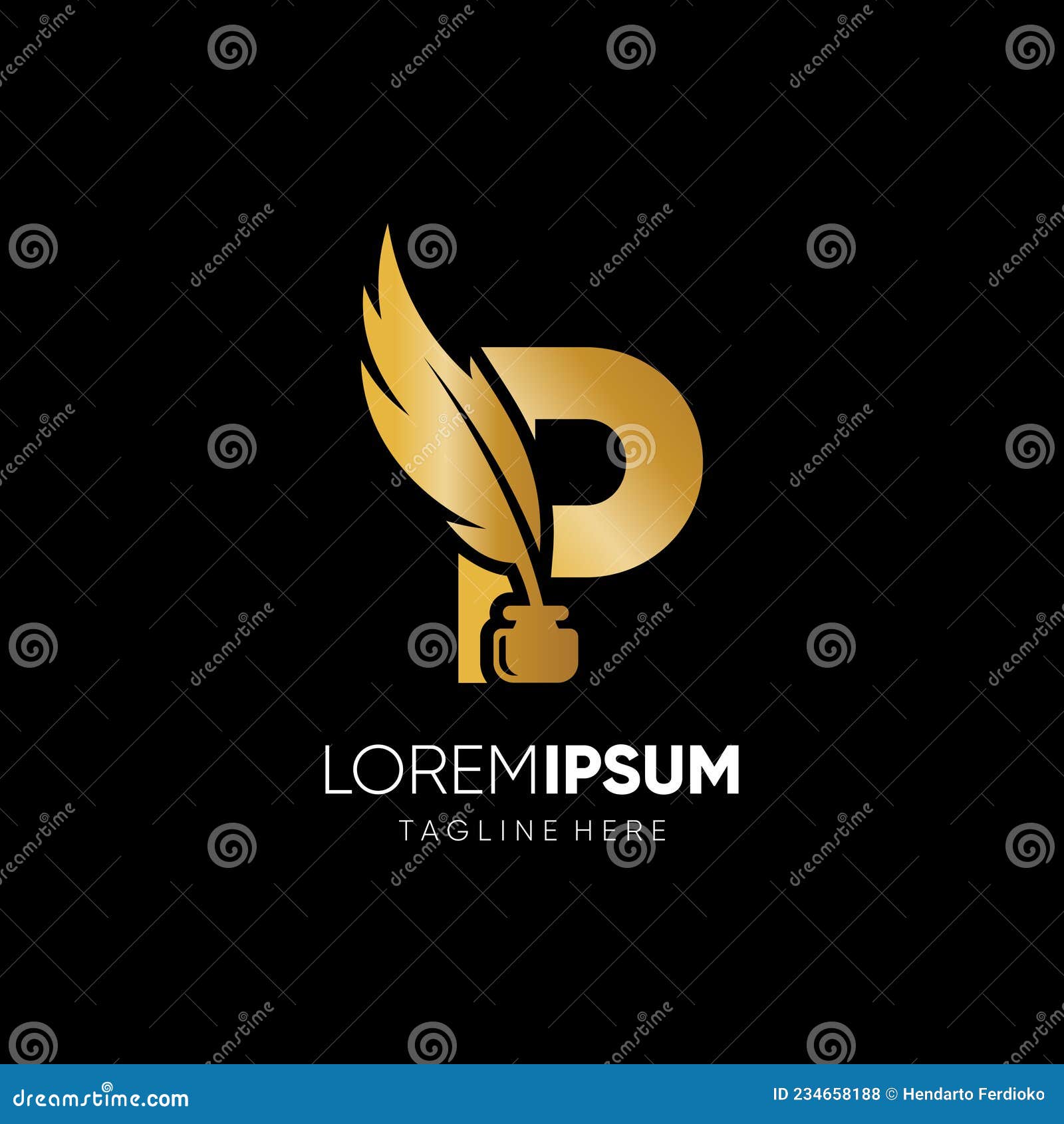 Letter P Feather Pen Logo Design Vector Icon Graphic Stock Vector ...
