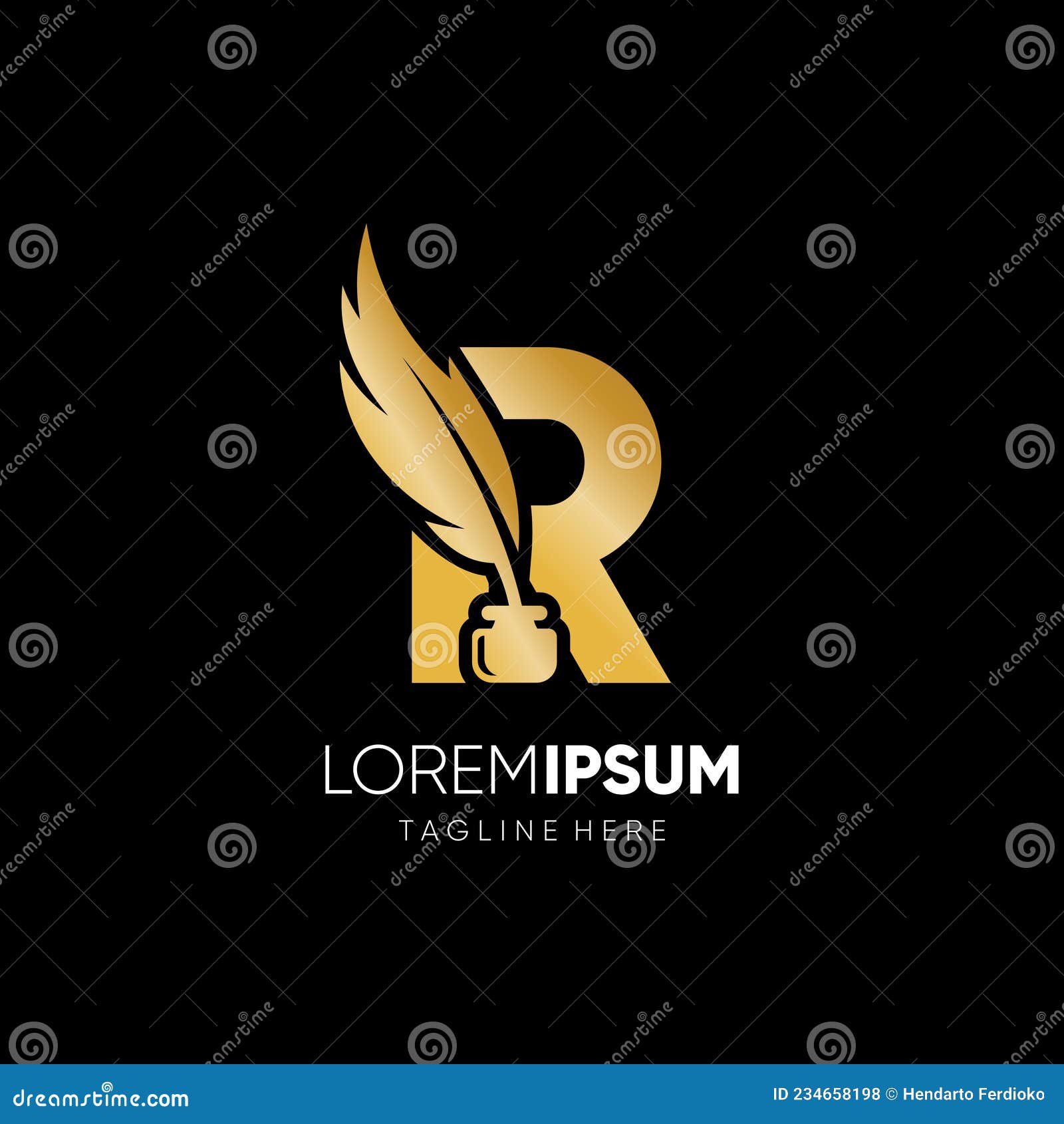 Letter R Feather Pen Logo Design Vector Icon Graphic Stock Vector ...