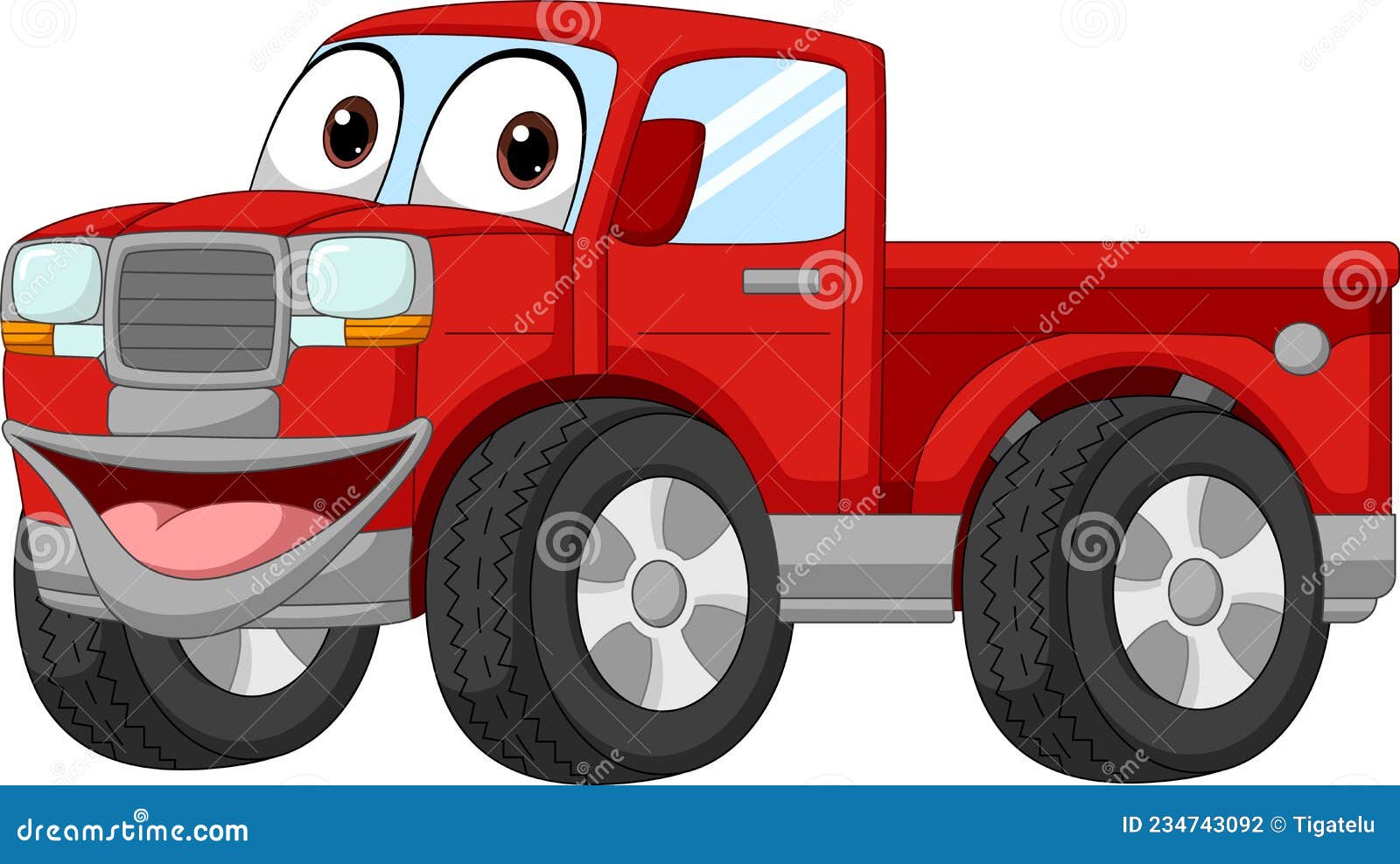 Cartoon Red Pickup Truck Mascot Stock Vector - Illustration of small ...