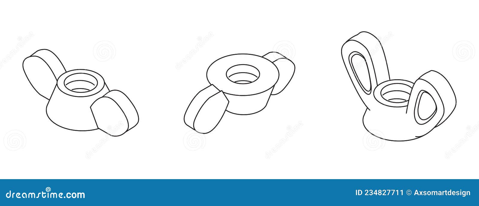 Wing Nuts | Technical Drawing | Vector Wingnut Illustration | Isometric ...