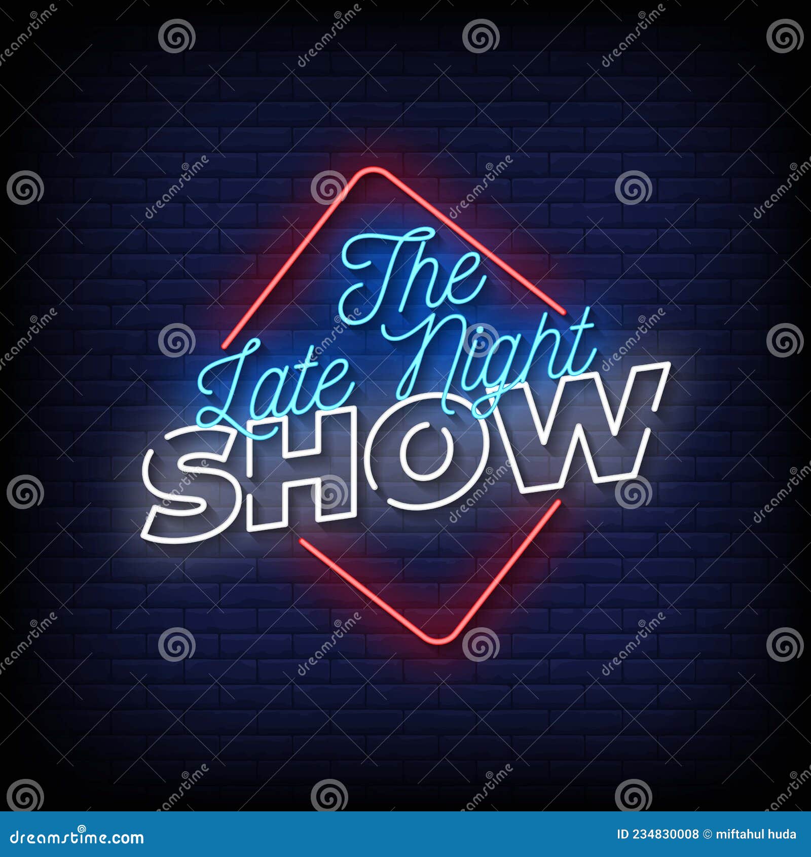 The Late Night Show Neon Signs Style Text Vector Stock Vector ...