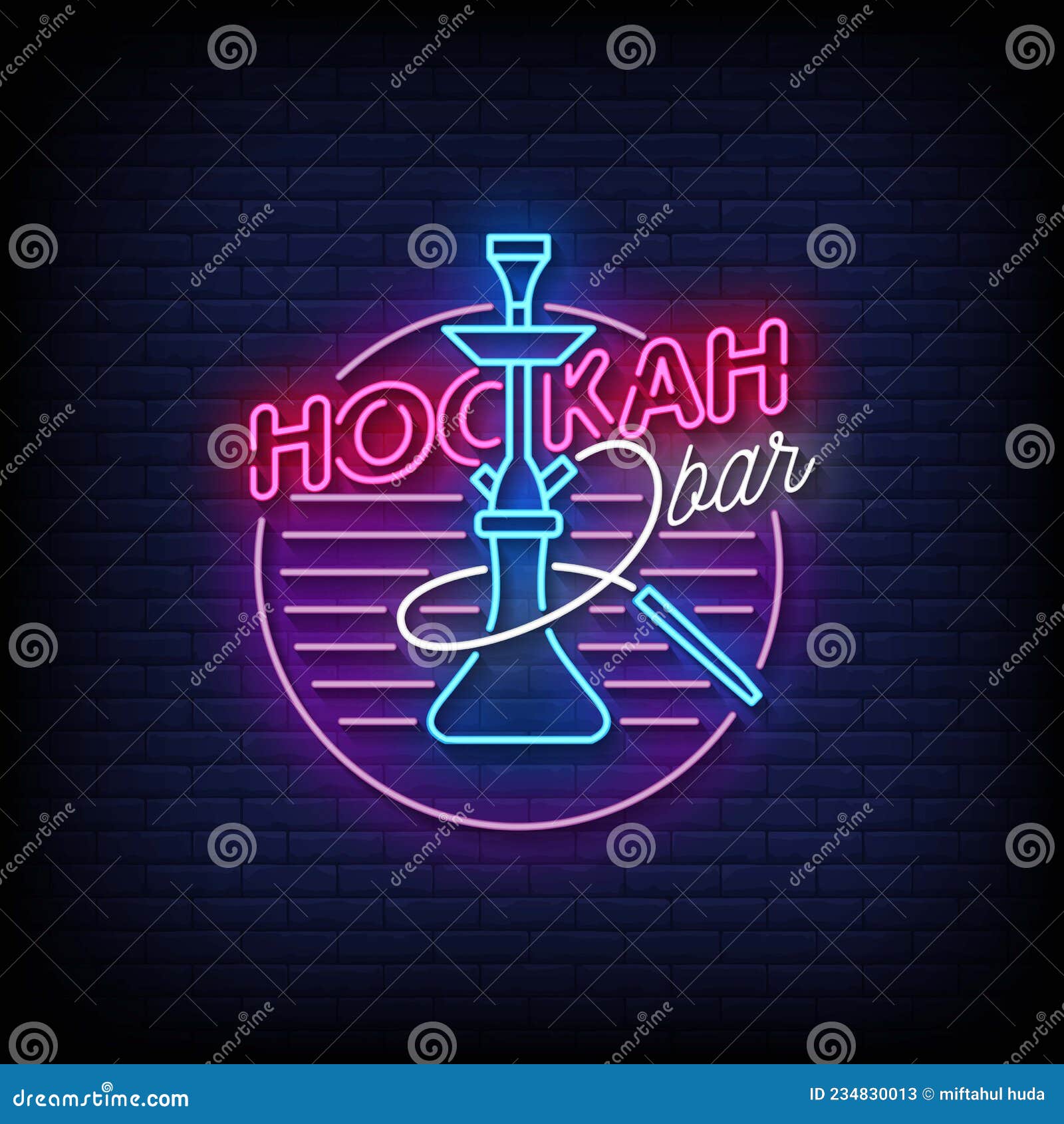 Hookah Bar Neon Signs Style Text Vector Stock Vector - Illustration of ...
