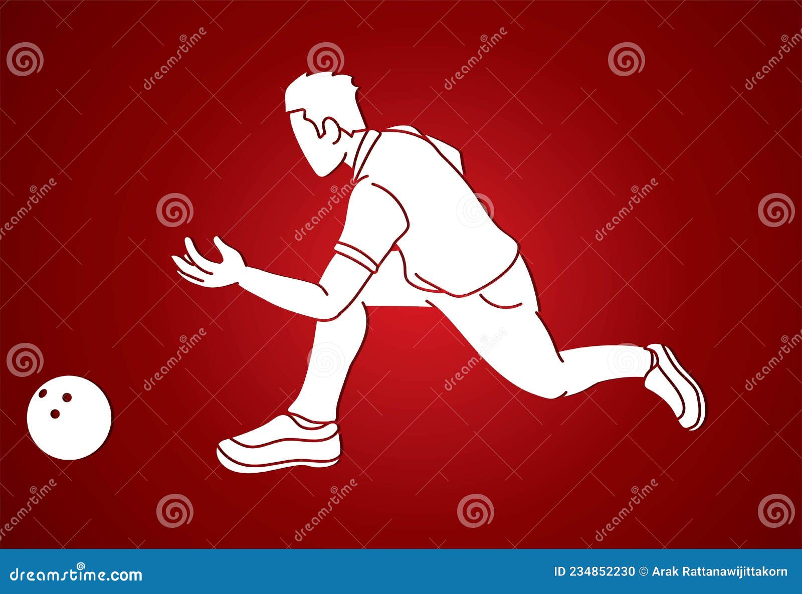 Bowling Player Bowler Action Cartoon Sport Graphic Vector Stock Vector ...