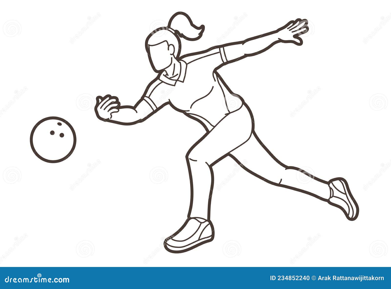 Bowling Player Bowler Action Cartoon Sport Graphic Vector Stock Vector ...