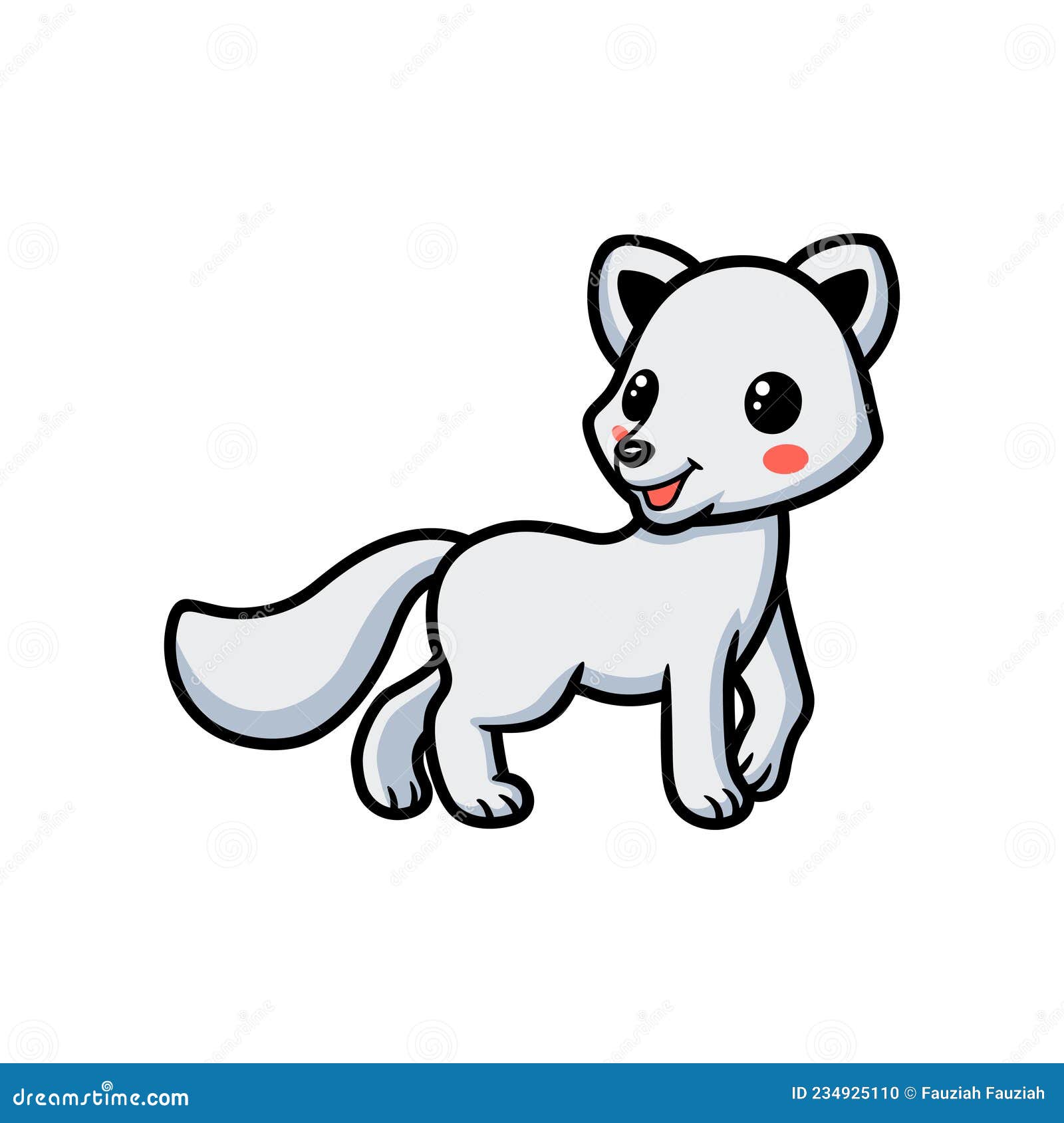 Cute Little Arctic Fox Cartoon Stock Vector - Illustration of canine ...