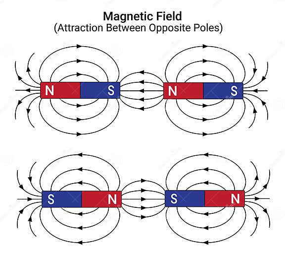 Attraction between Opposite Poles of Magnet Stock Vector - Illustration ...