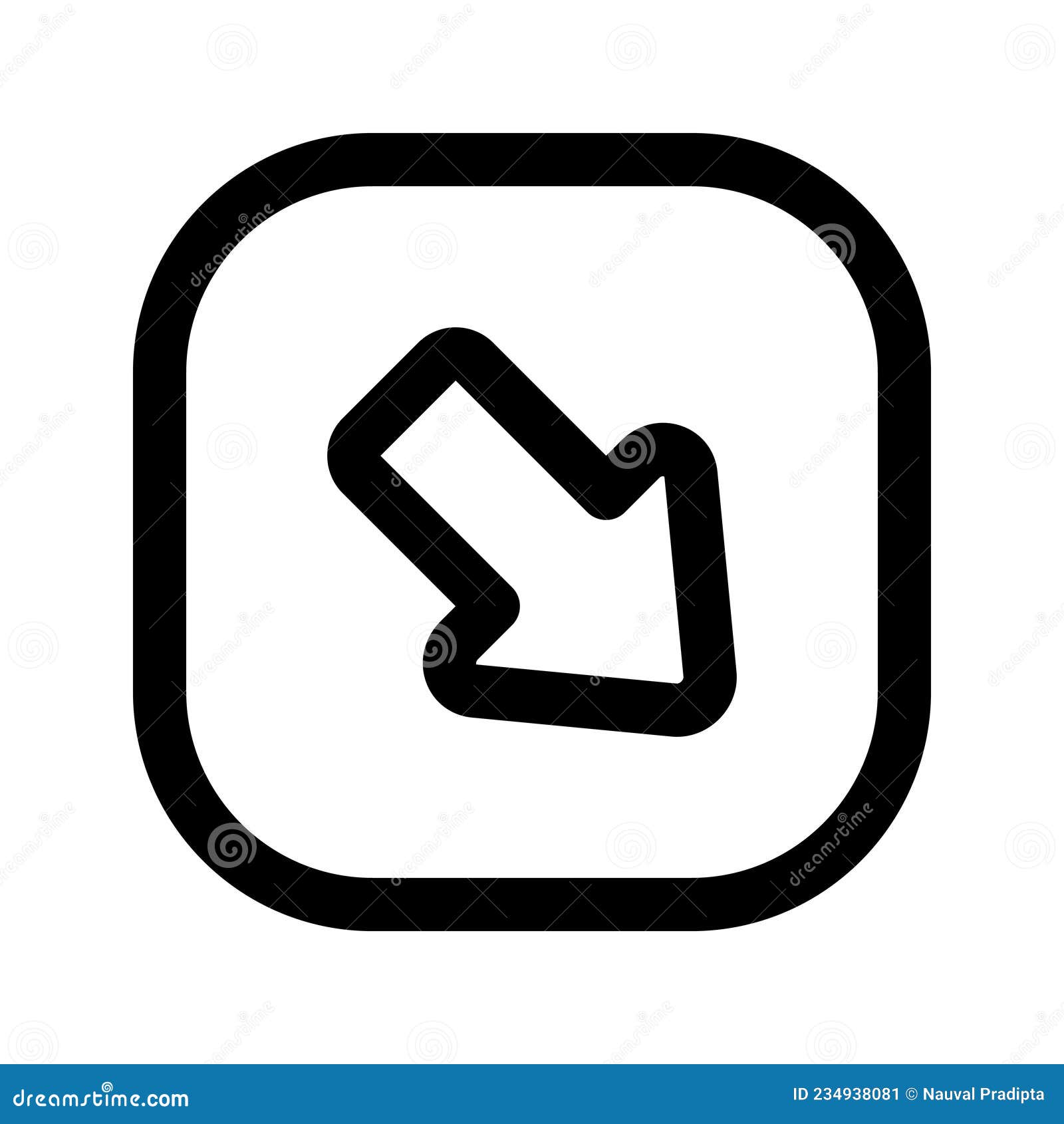 Down Right Arrow 1 Outline Style Icon Stock Vector - Illustration of ...