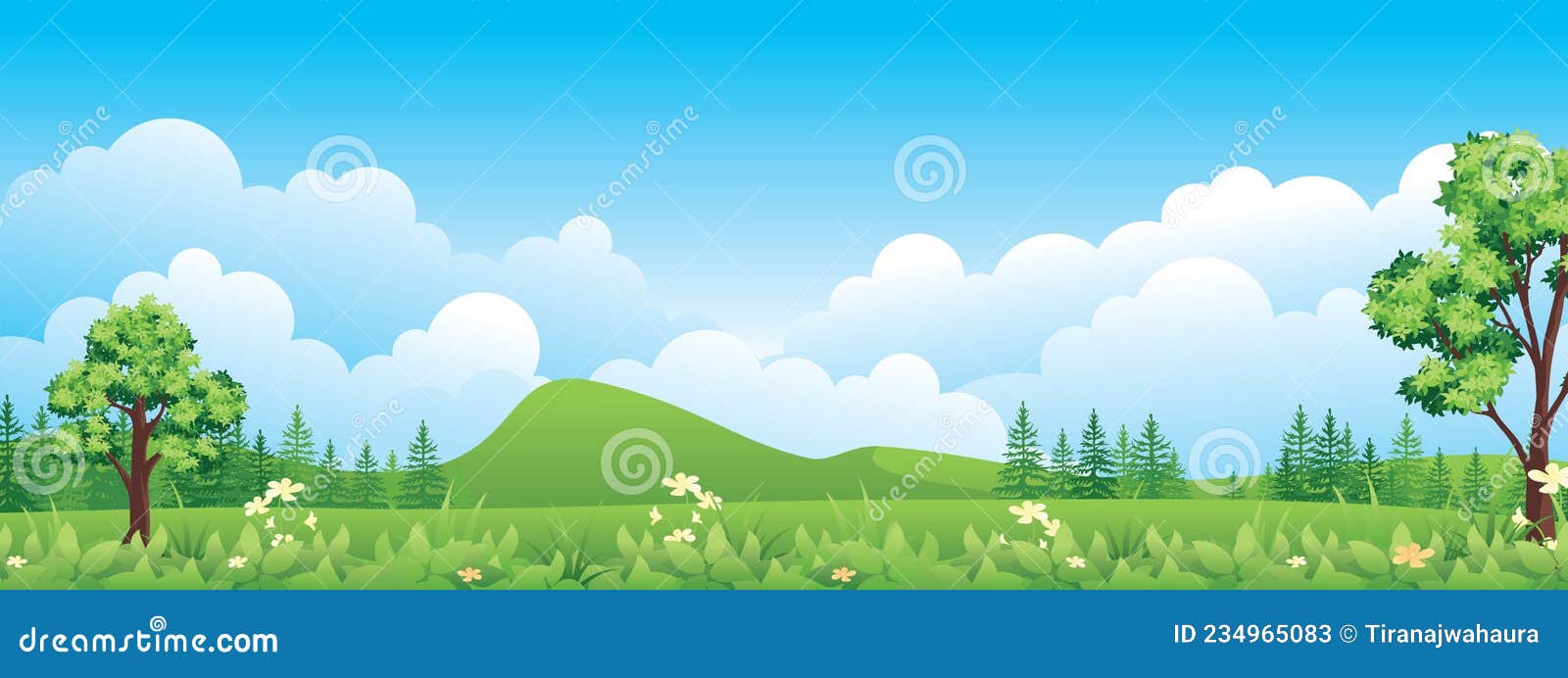 Rural Panoramic Mountains Landscape Cartoon Illustration Stock Vector ...