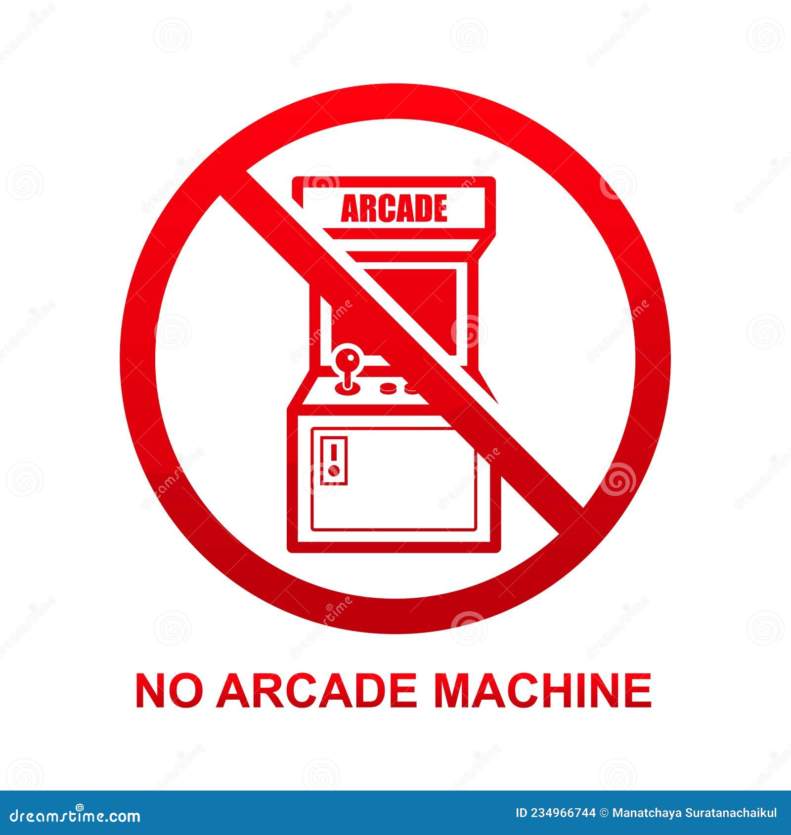 No Arcade Machine Sign Isolated on White Background Stock Vector ...