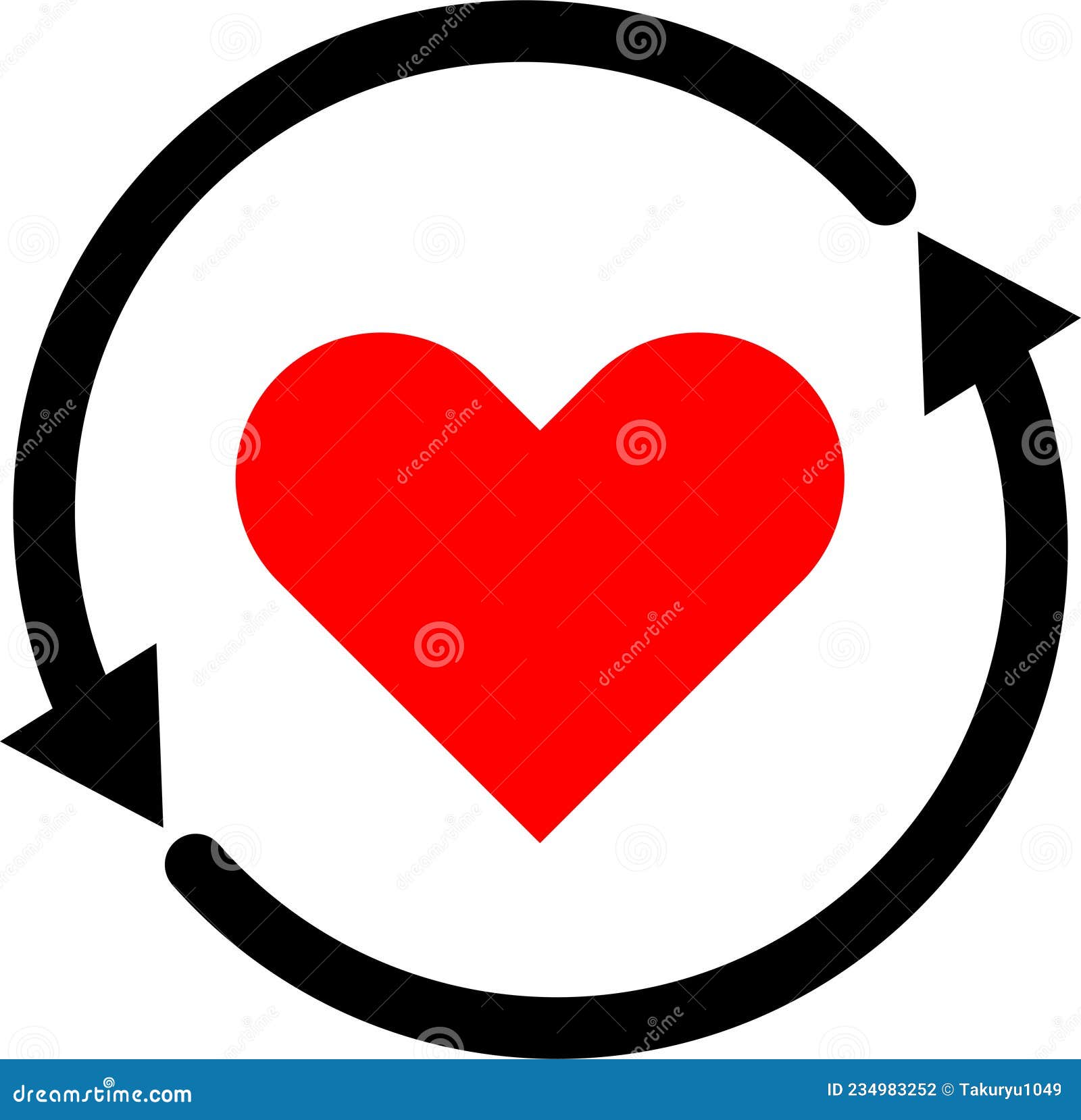 Heart Symbol and Circulating Arrow Icon. Stock Vector - Illustration of ...