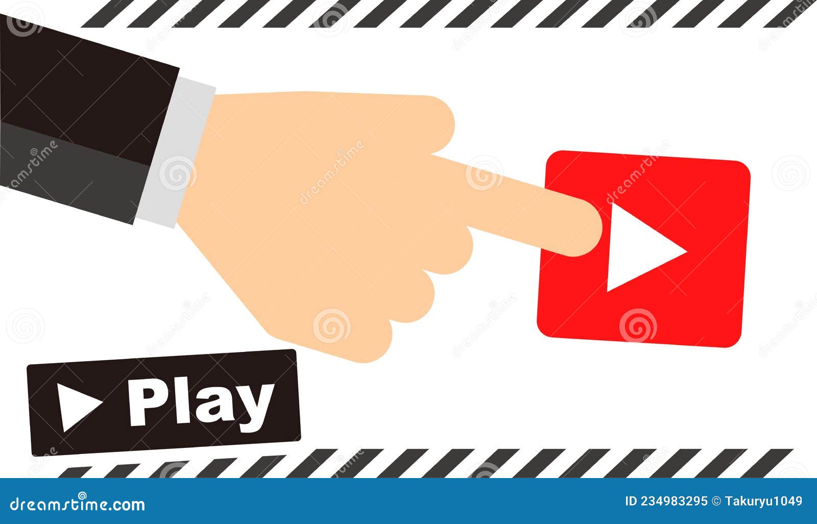 Man Pressing the Play Button. Stock Vector - Illustration of video ...