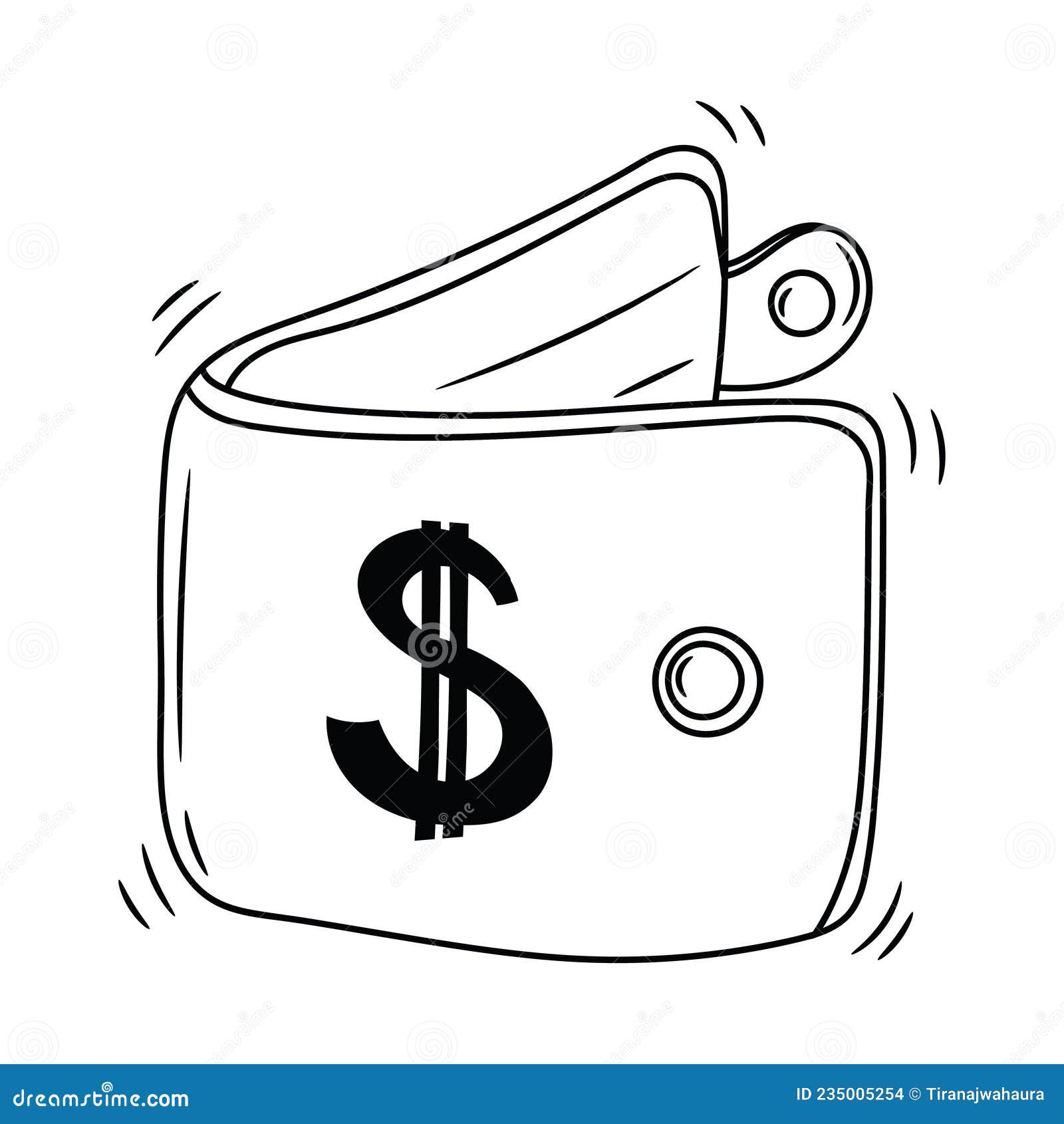 Empty Wallet, Simple Black and White Line Art Stock Vector ...