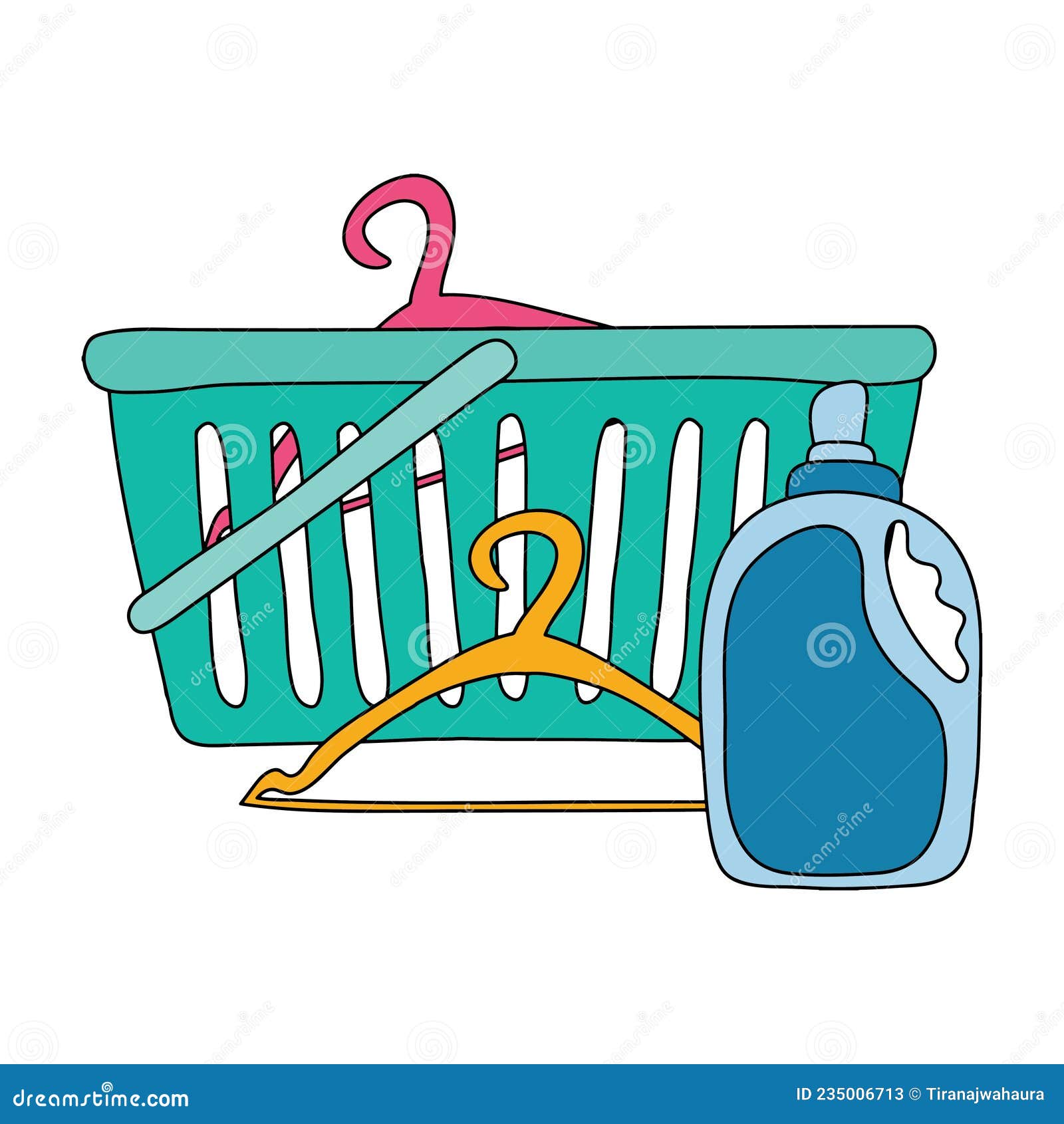 Laundry Service Clean Baskets and Hangers Vector Illustration Stock ...