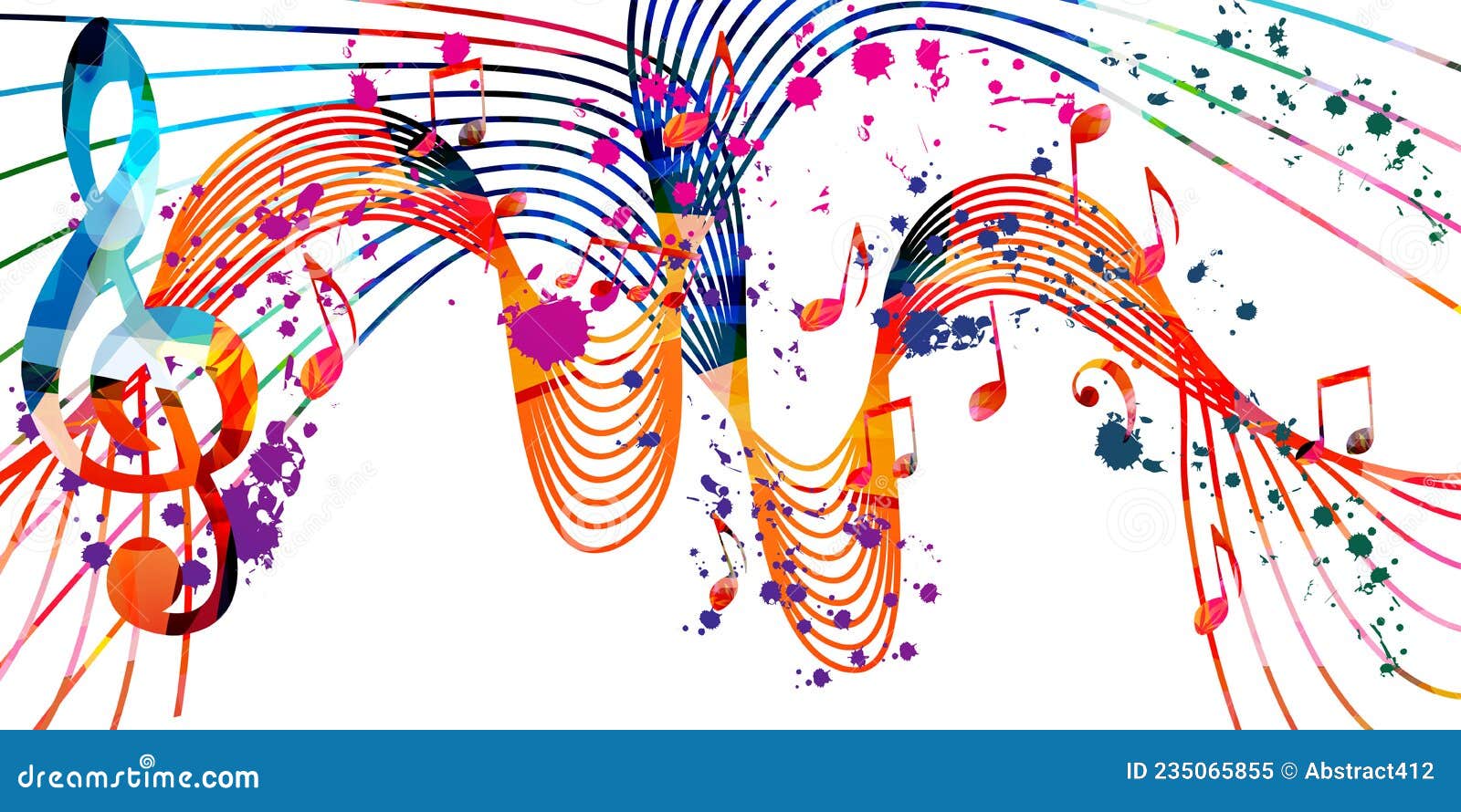 Colorful Musical Promotional Poster with Musical Notes Isolated Vector ...