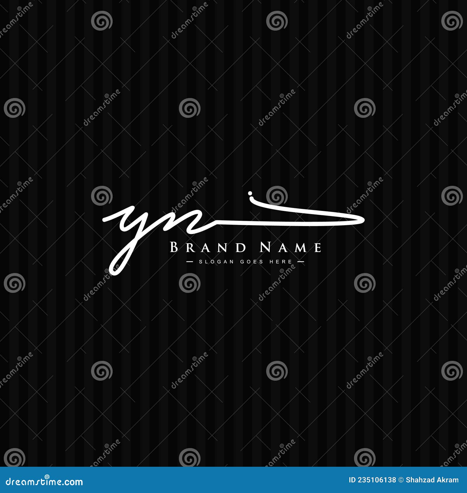 Initial Letter YN Logo - Handwritten Signature Style Logo Stock Vector ...