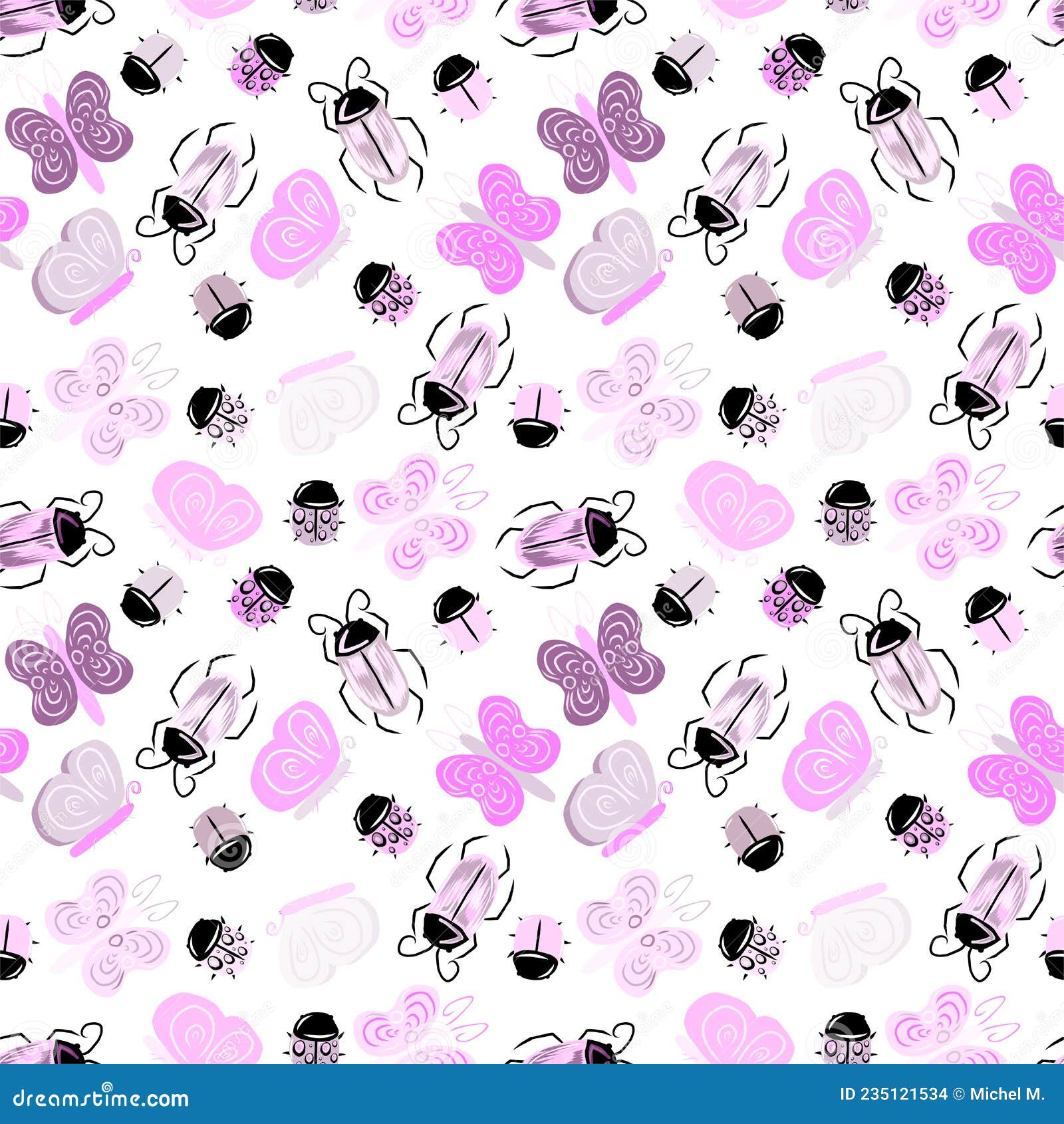 Cute Insects Background Pattern Seamless Stock Vector - Illustration of ...