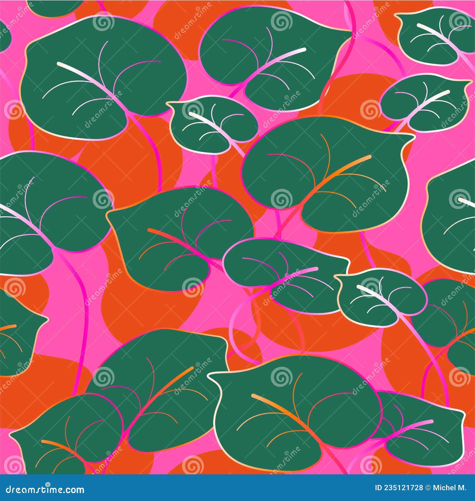 Neon Colors and Leaves Seamless Pattern Stock Vector - Illustration of ...