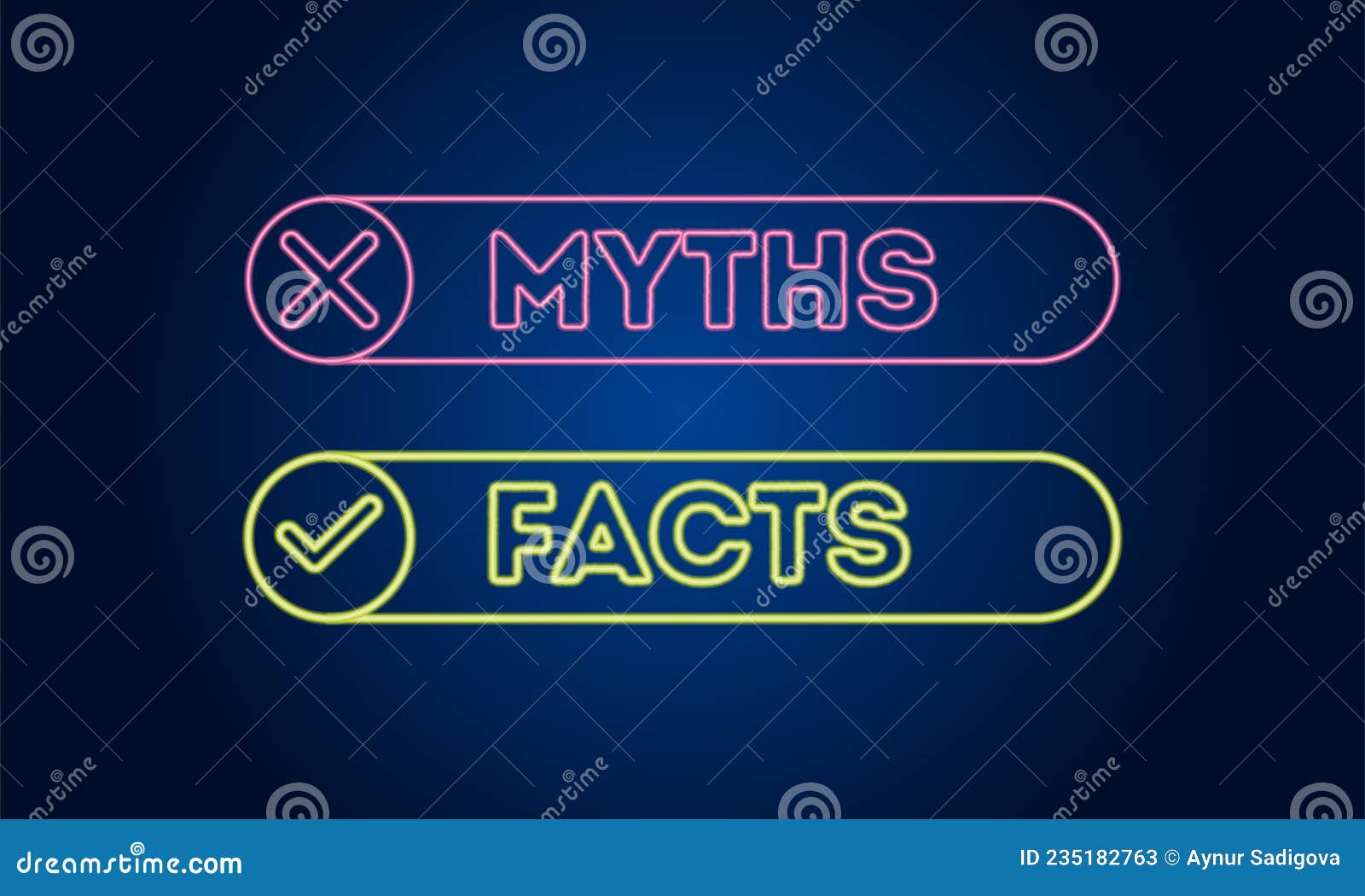 Myths Facts Neon Text Vector. Myths Facts Neon Sign, Design Template ...