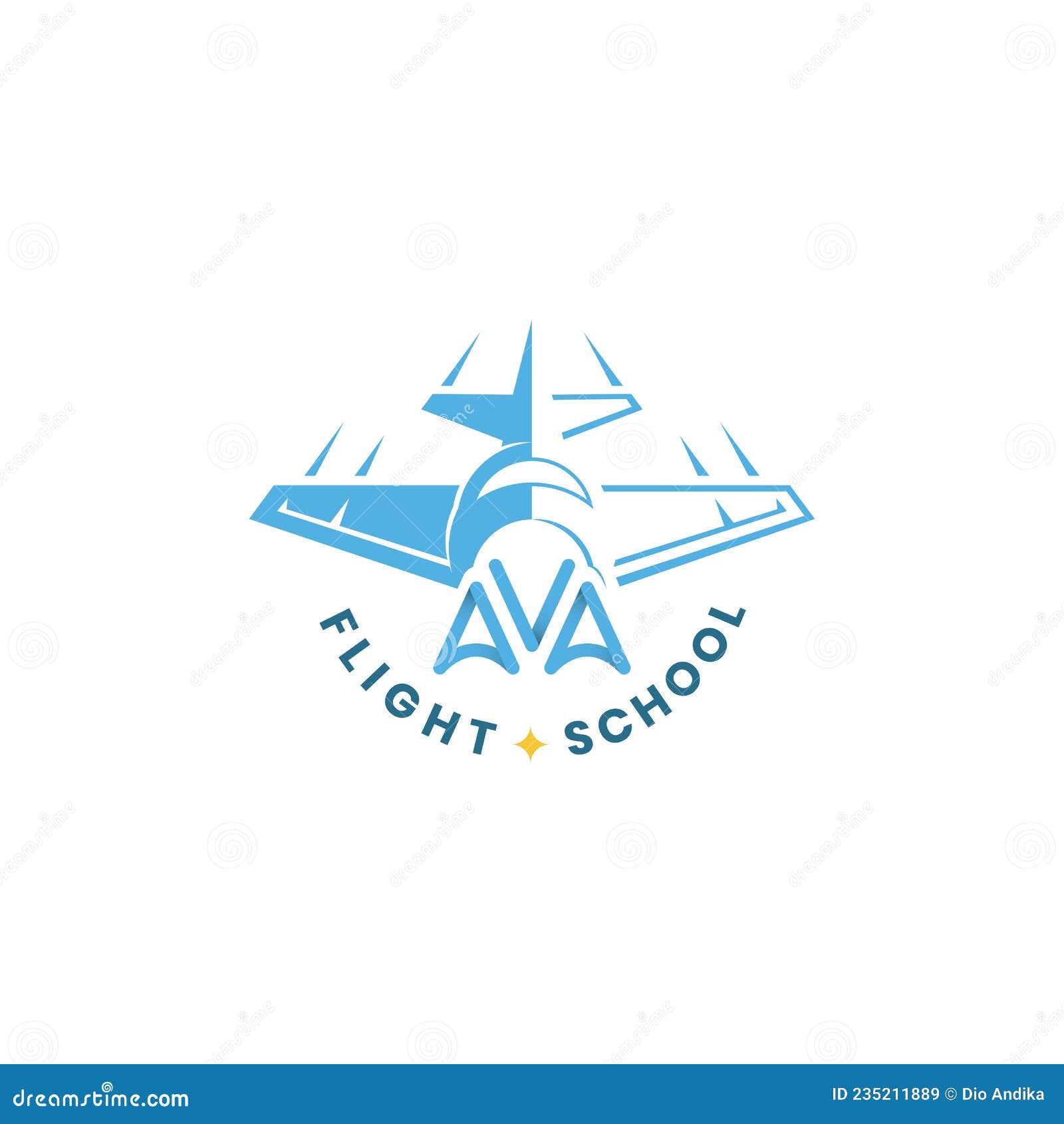 Aviation School Logo Flying School Vector Emblem Label Badge Or Logo