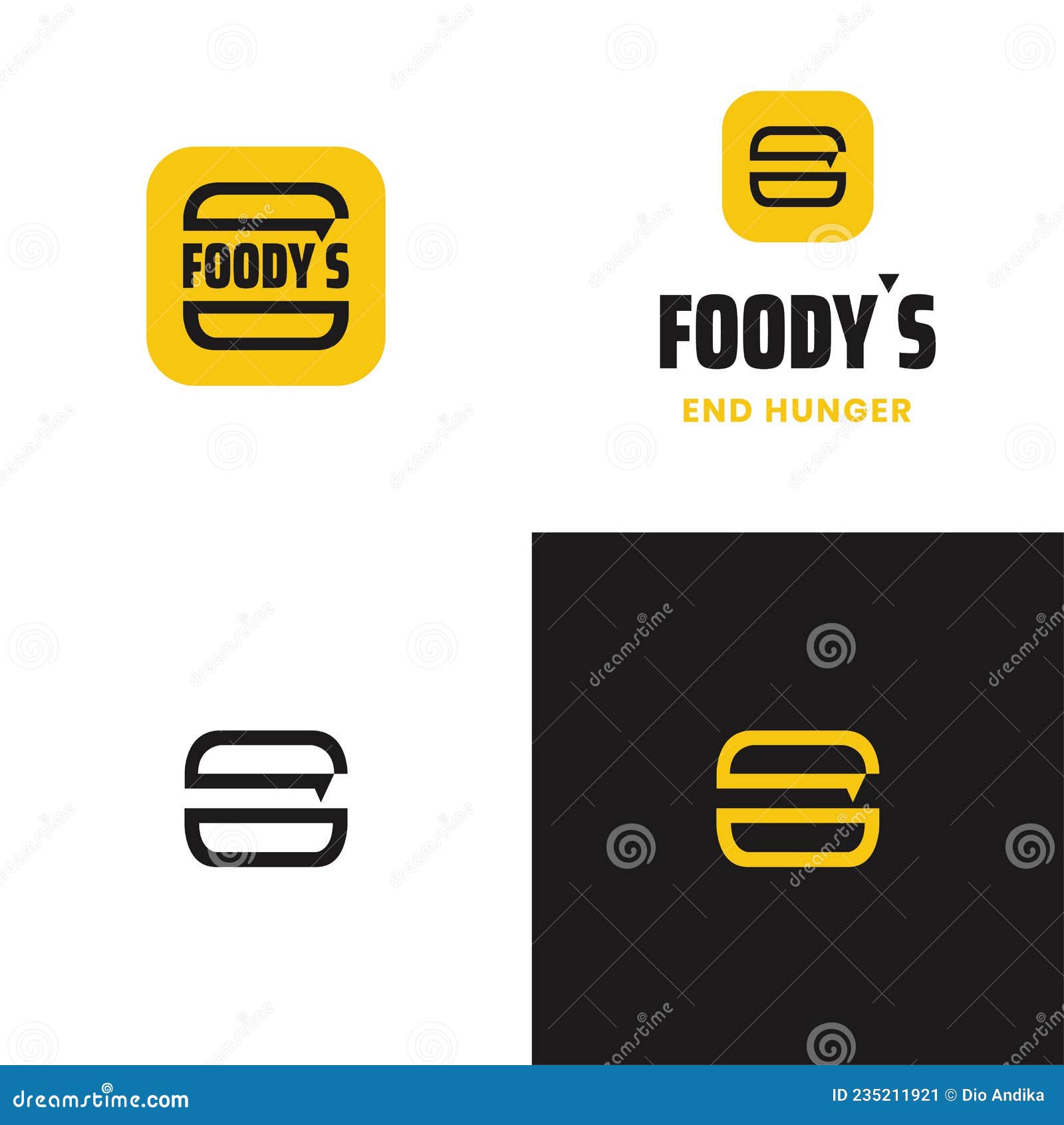 Foody S Burger End Hunger Fastfood Clean and Simple Logo Design Stock ...
