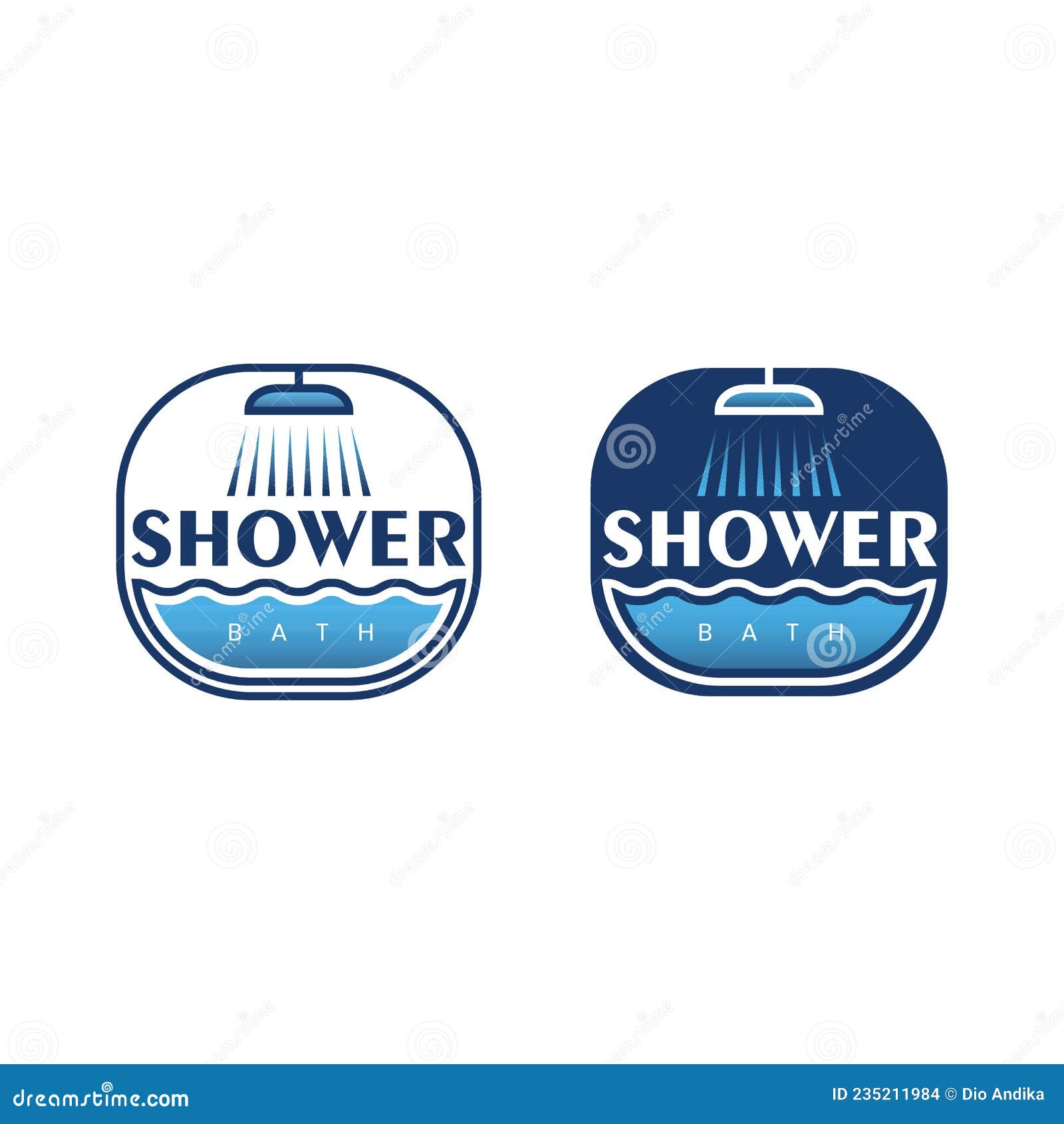 Two Concepts of Shower Bath Spa Cold and Hot Water Simple Logo Design ...
