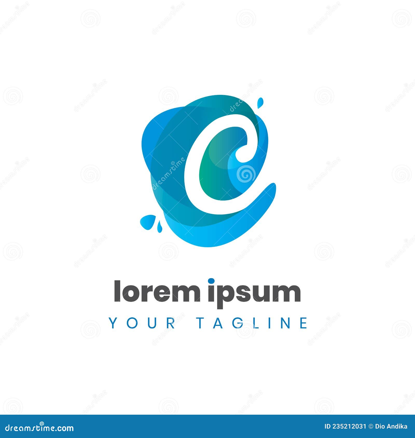 Blue Letter C Organic Color Gradation Logo Design Stock Vector ...