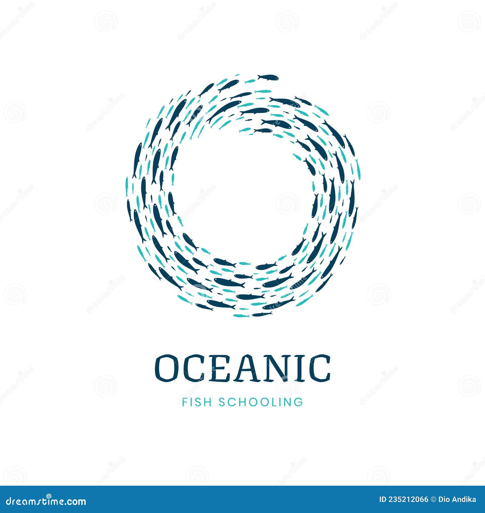 Oceanic Letter O Fish Schooling Logo Design Stock Illustration ...