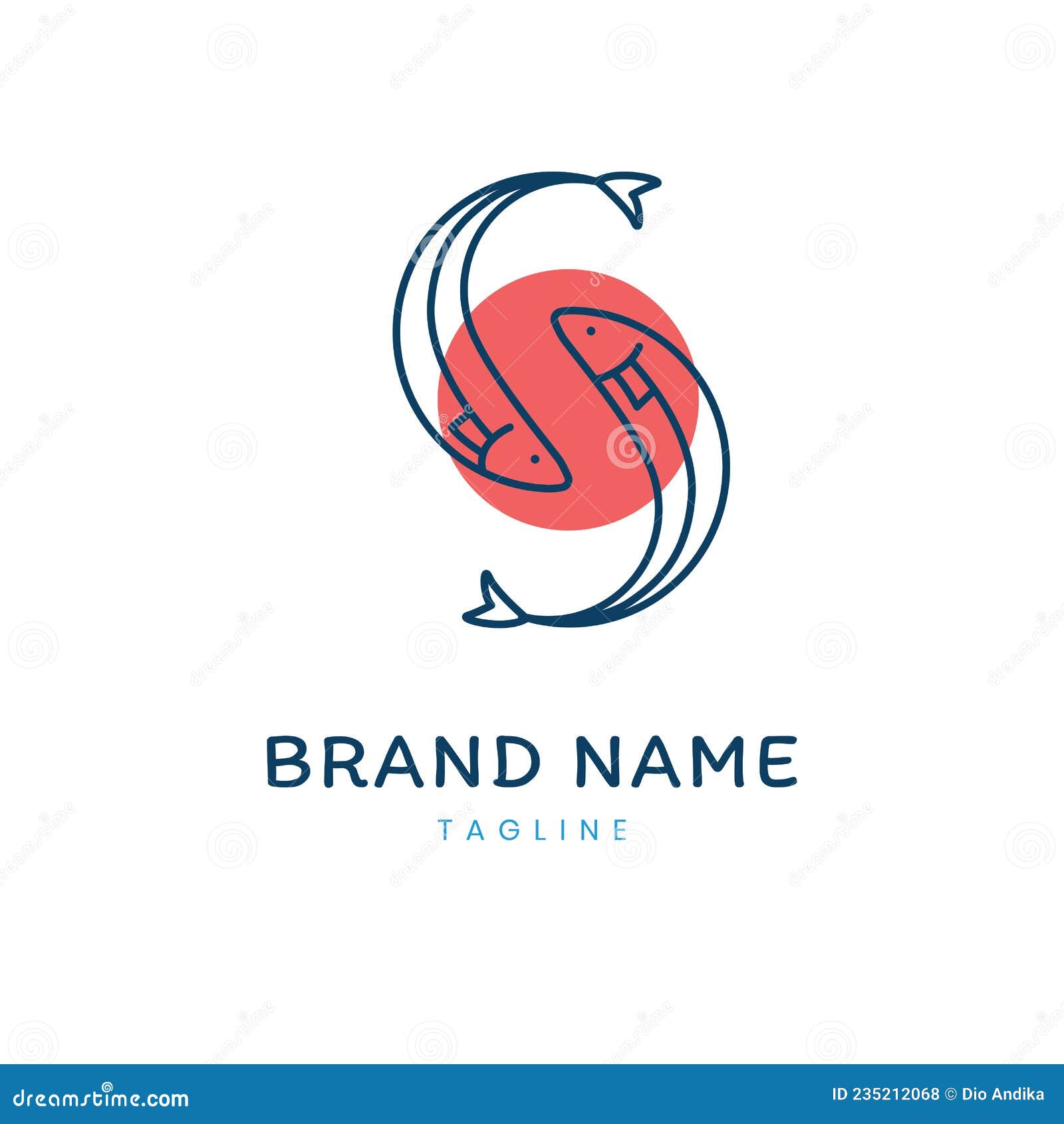 Letter S Two Fish Logo Design Vector Illustration | CartoonDealer.com ...
