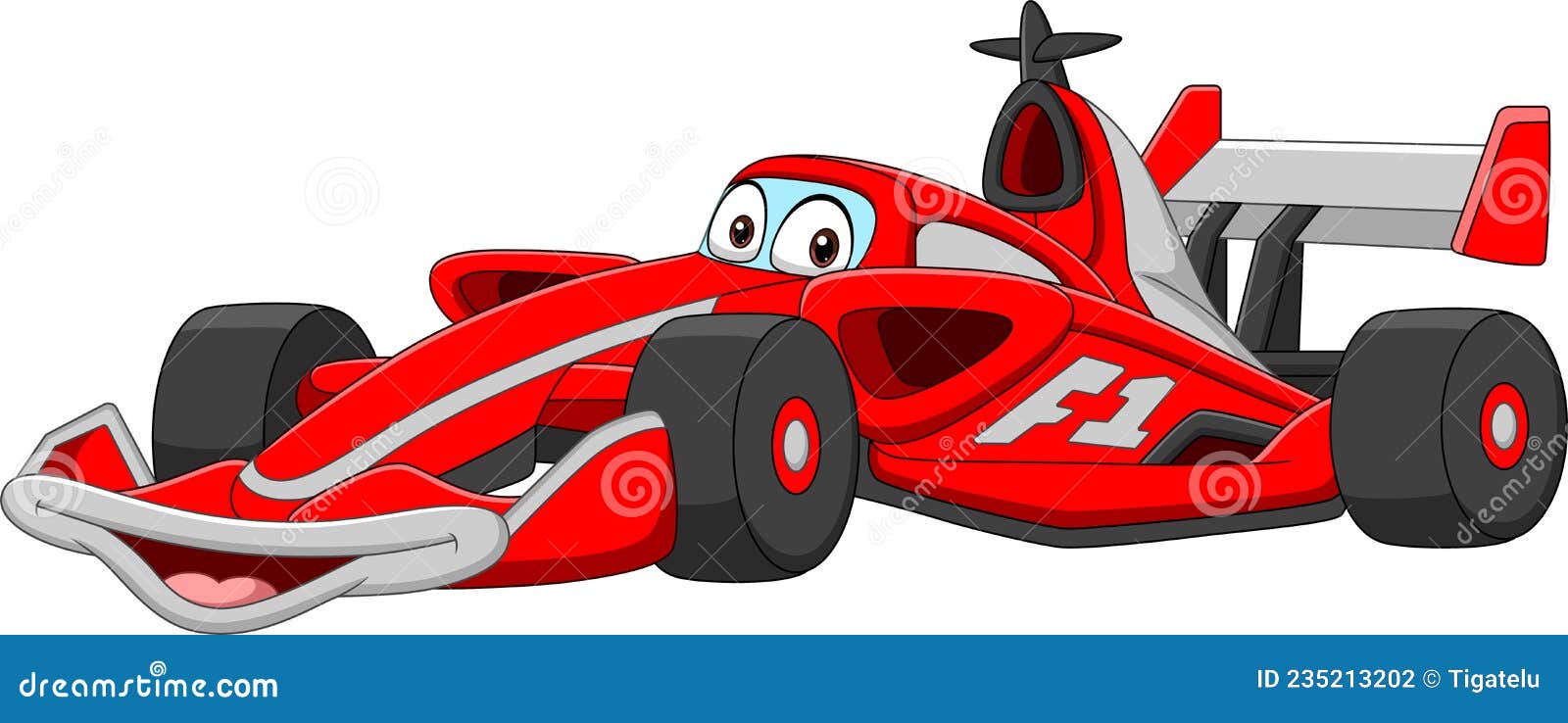 Cartoon Smiling Formula Racing Car Mascot Stock Vector - Illustration ...