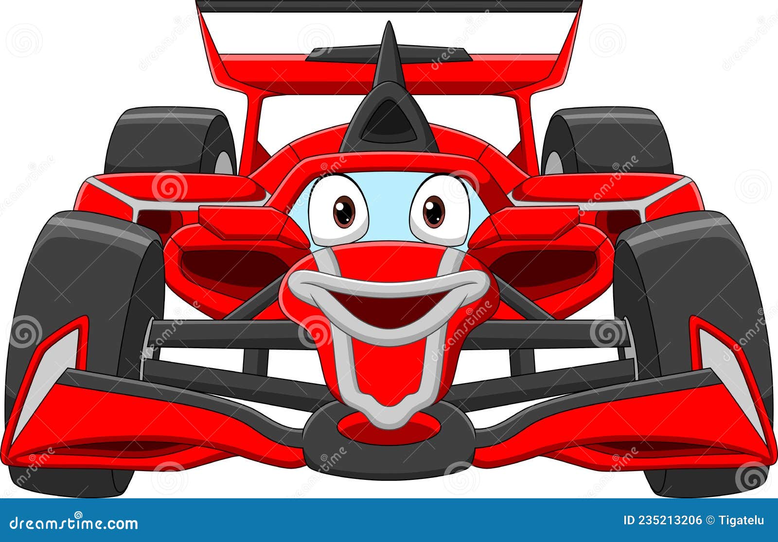 Cartoon Smiling Formula Racing Car Mascot Stock Vector - Illustration ...