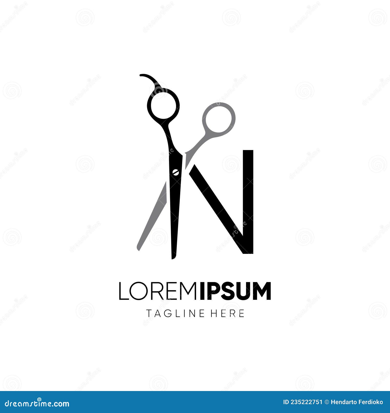 Letter Initial N Scissor Logo Design Icon Graphic Stock Vector ...