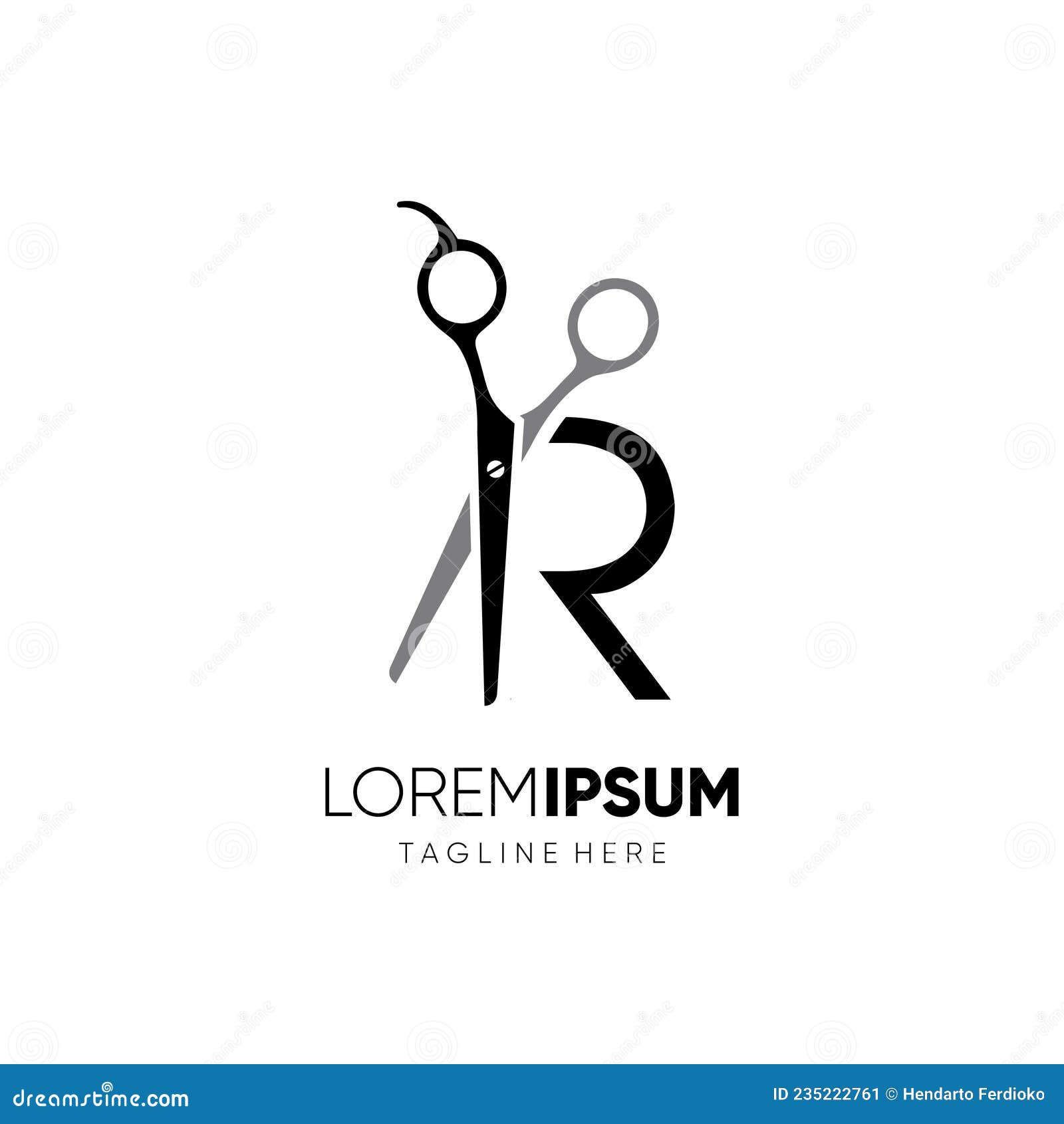 Letter Initial R Scissor Logo Design Icon Graphic Stock Vector ...