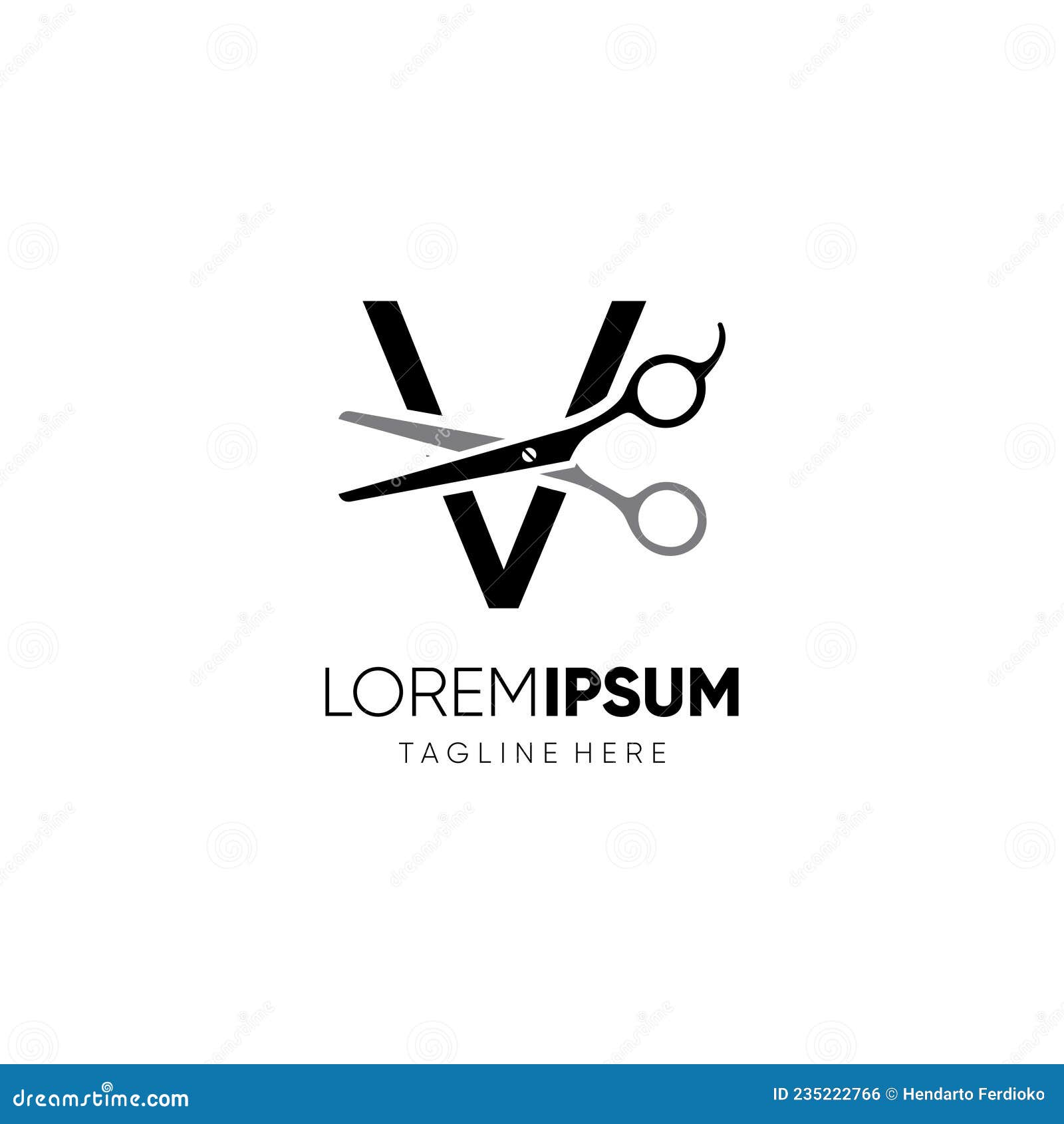 Letter Initial V Scissor Logo Design Icon Graphic Stock Vector ...