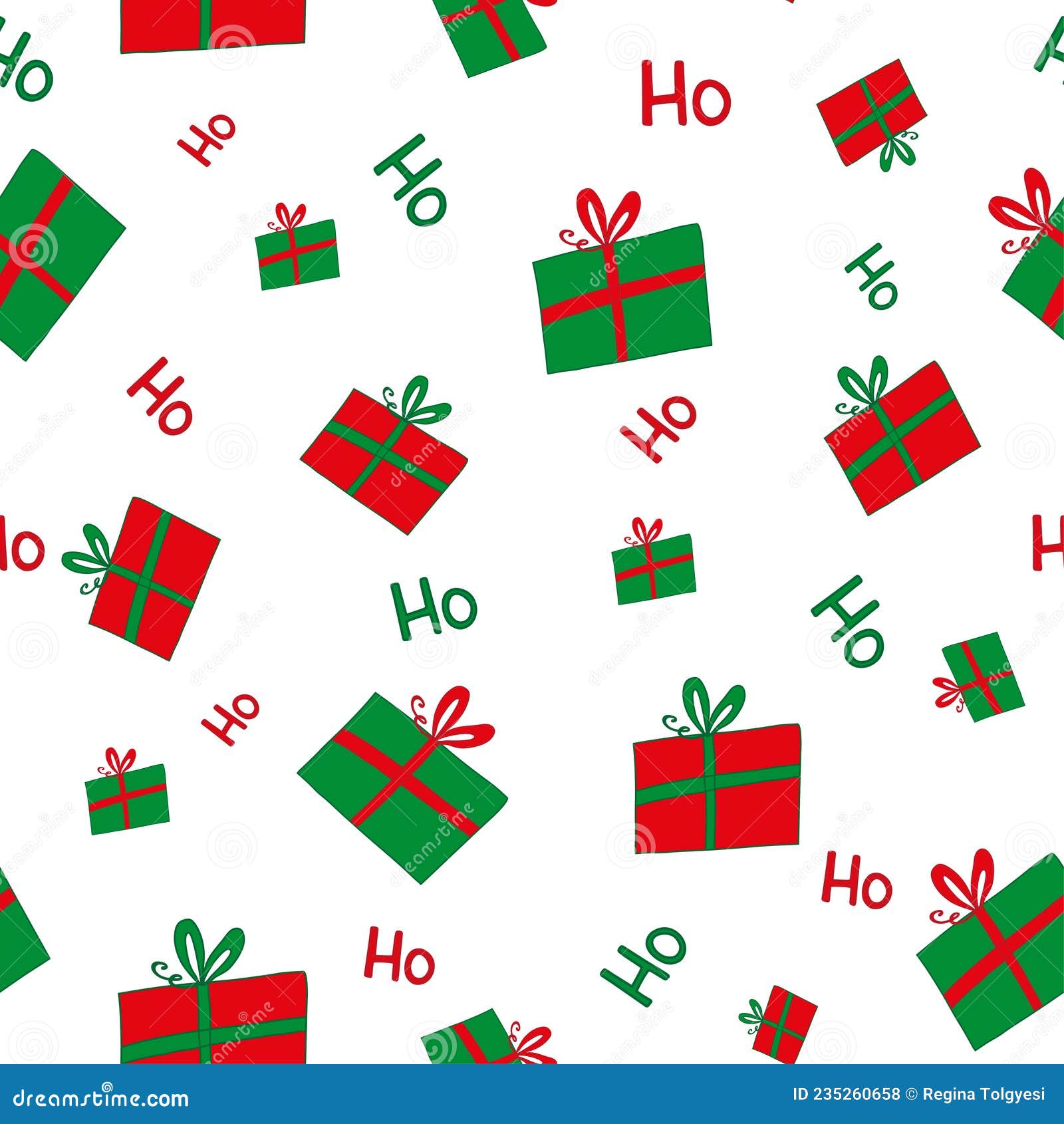 Ho Ho Ho Text and Gift Box Seamless Pattern for Christmas. Stock Vector ...
