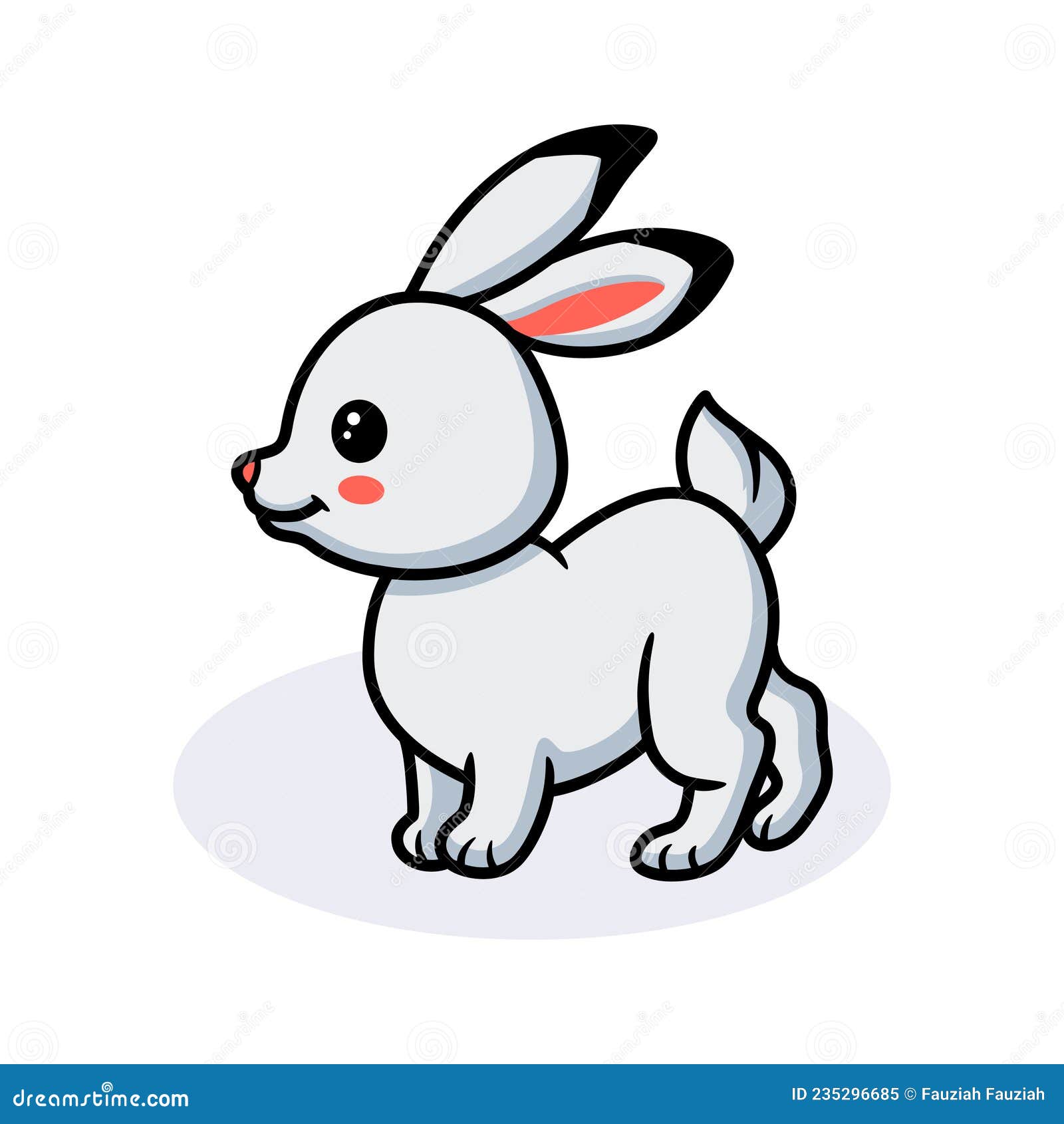 Cute Little White Rabbit Cartoon Stock Vector - Illustration of baby ...
