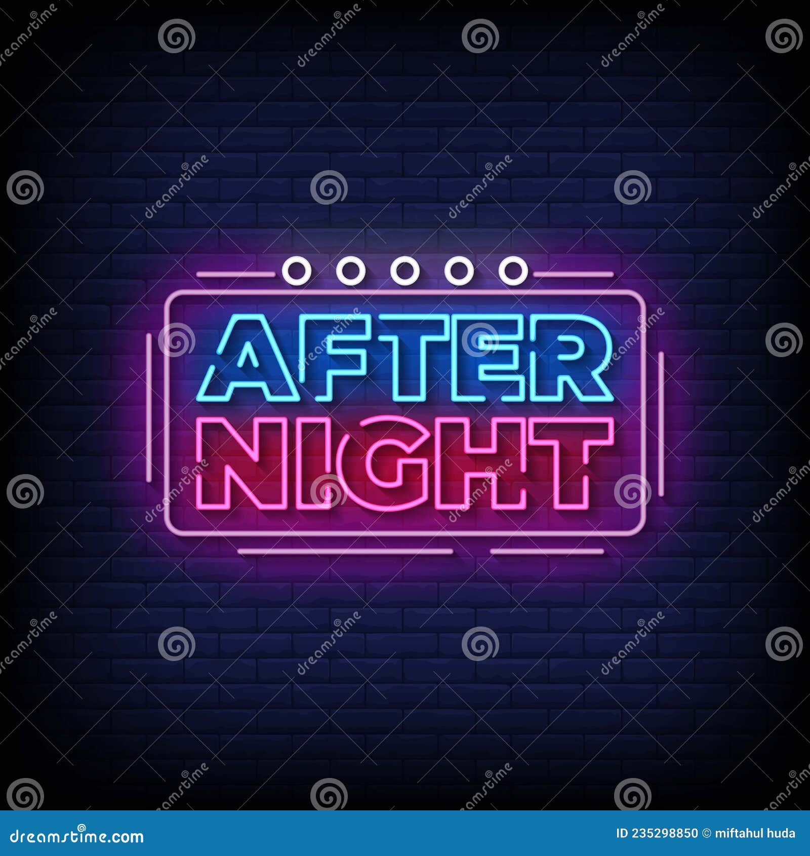 After Night Neon Signs Style Text Vector Stock Vector - Illustration of ...