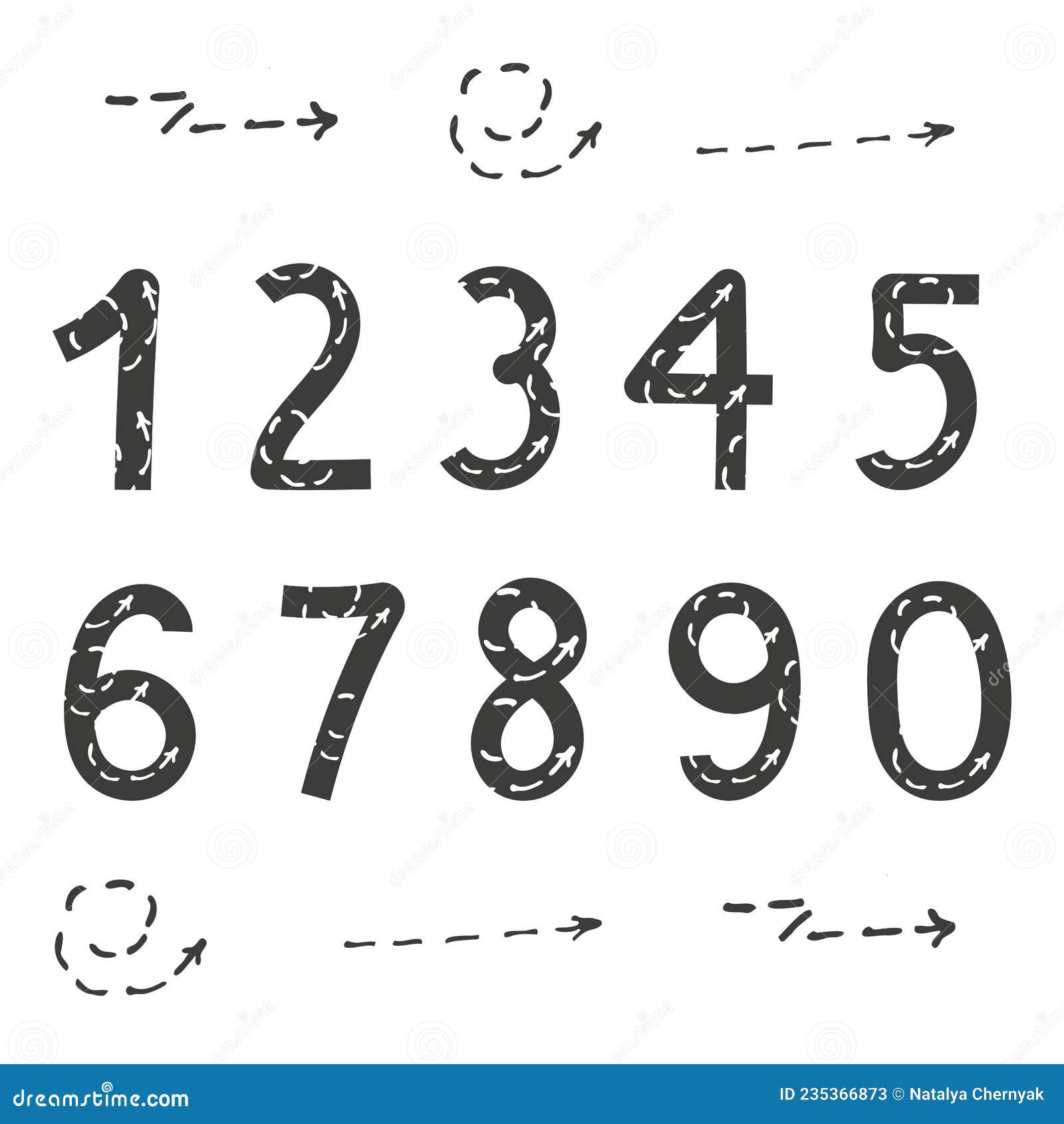 Doodle Numbers with Arrow Texture Stock Vector - Illustration of ...