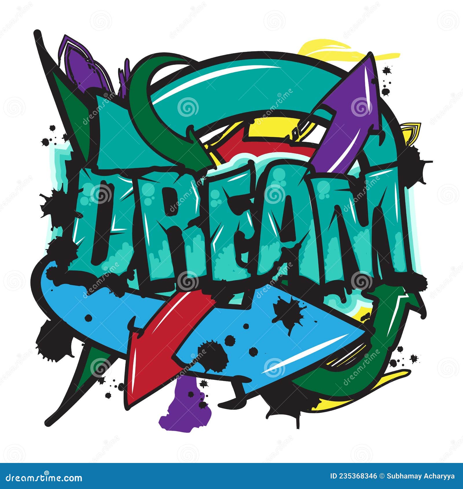Graffiti Word Dream Black Outline Lettering Word Dream On Stock Vector