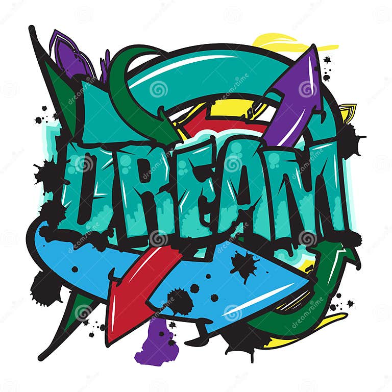 `Dream` Typography with Graffiti Style and Grunge Effects Vector ...