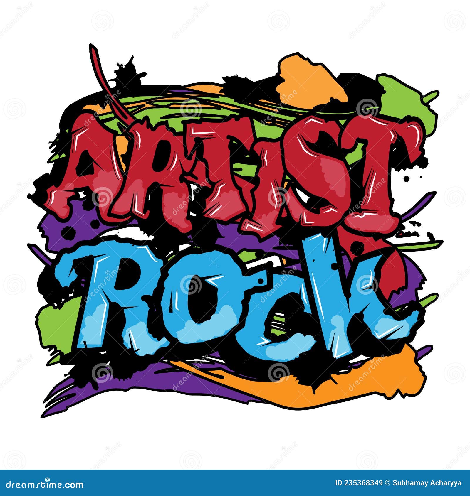 `Artist Rock` Typography with Graffiti Style and Grunge Effects Vector ...