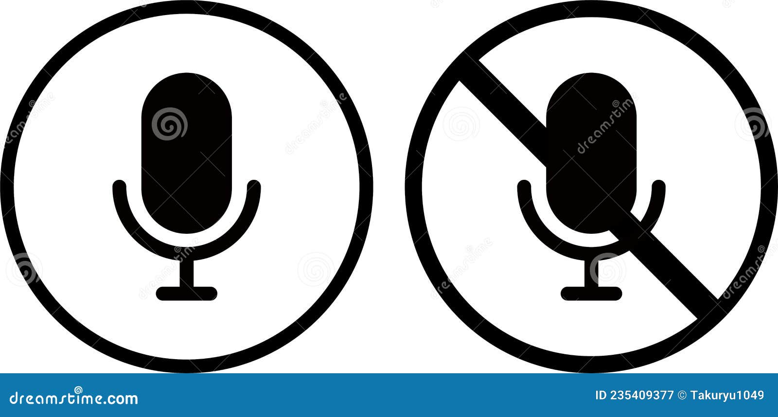 Microphone and Mute Microphone Icon Set. Stock Vector - Illustration of ...